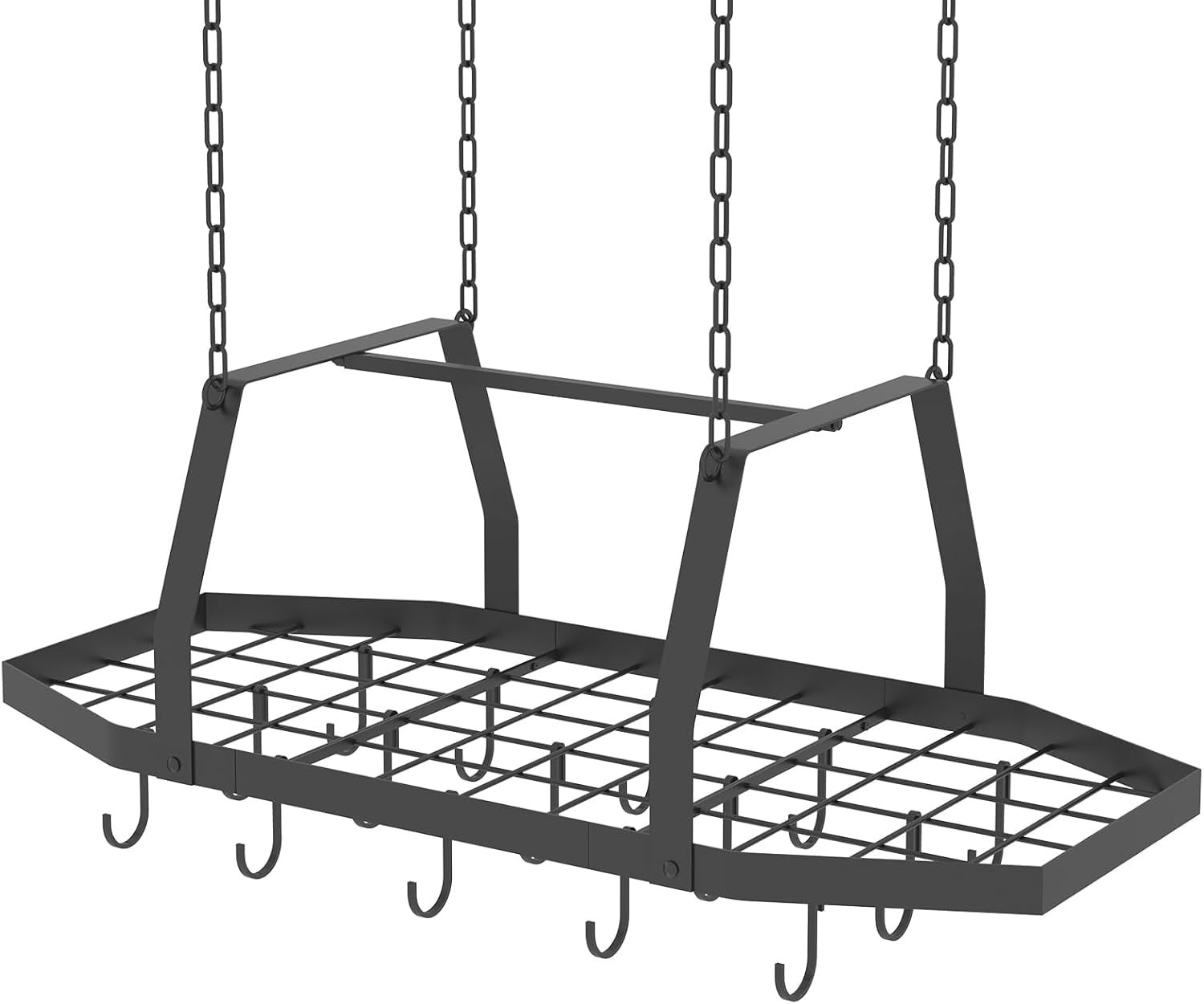 Ceiling Pot Rack Hanging Pan Rack Hanging with 15 Hooks, 34" Metal ...