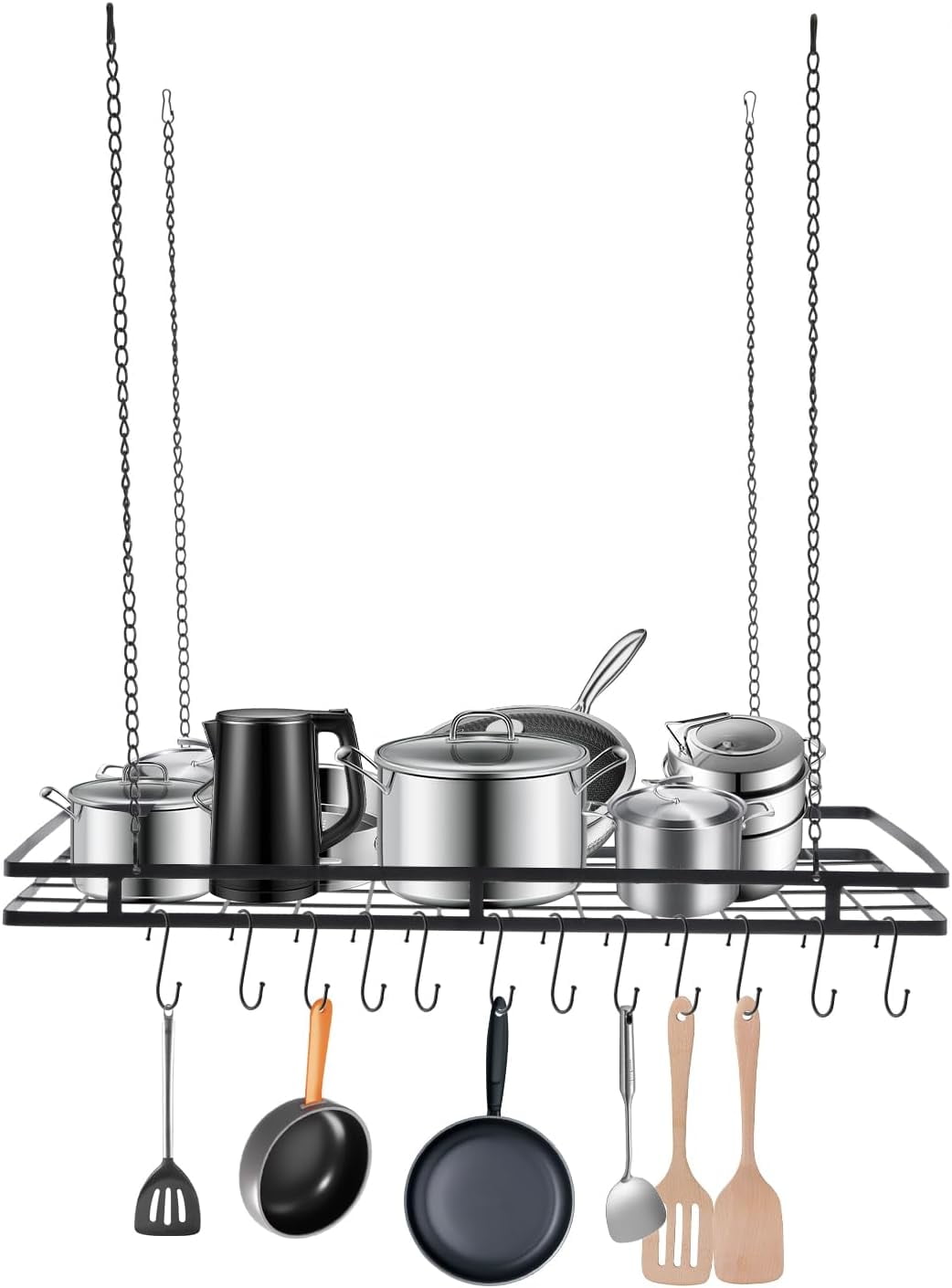 Ceiling Pot Rack and Pan Rack for Ceiling with 12 Hooks 31.5x15.7x1.97 ...
