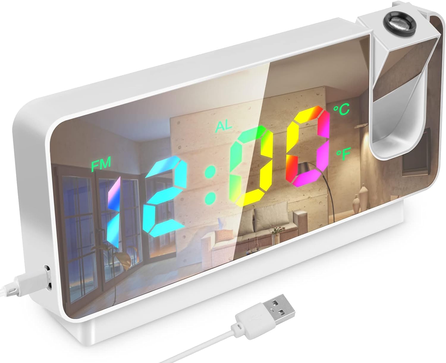 Ceiling Projector Alarm Clock, 180° Rotating Digital Alarm Clock, 7 ...