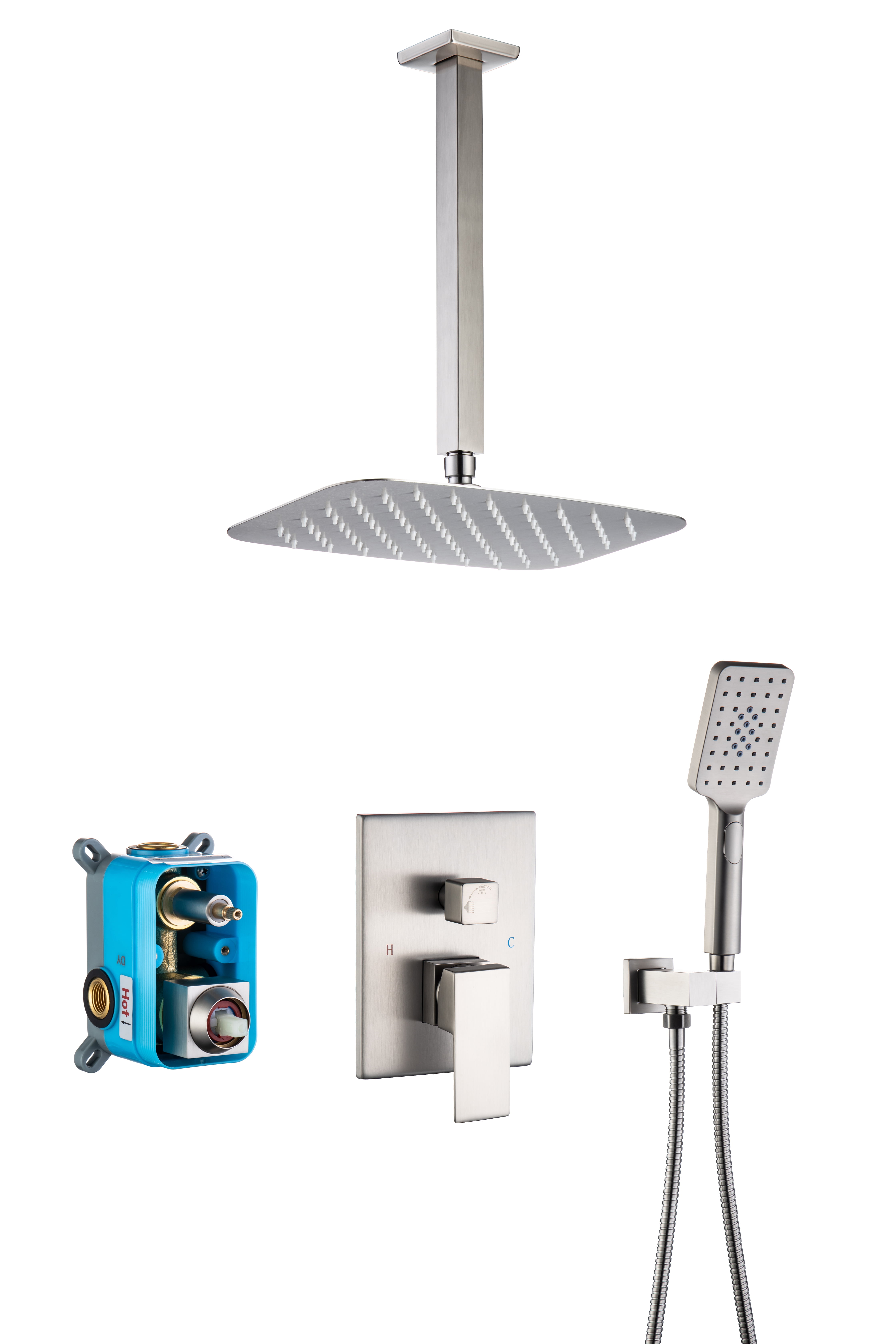 Ceiling Rainfall Shower Faucet Set 3-Function Bathroom Shower Fixtures ...