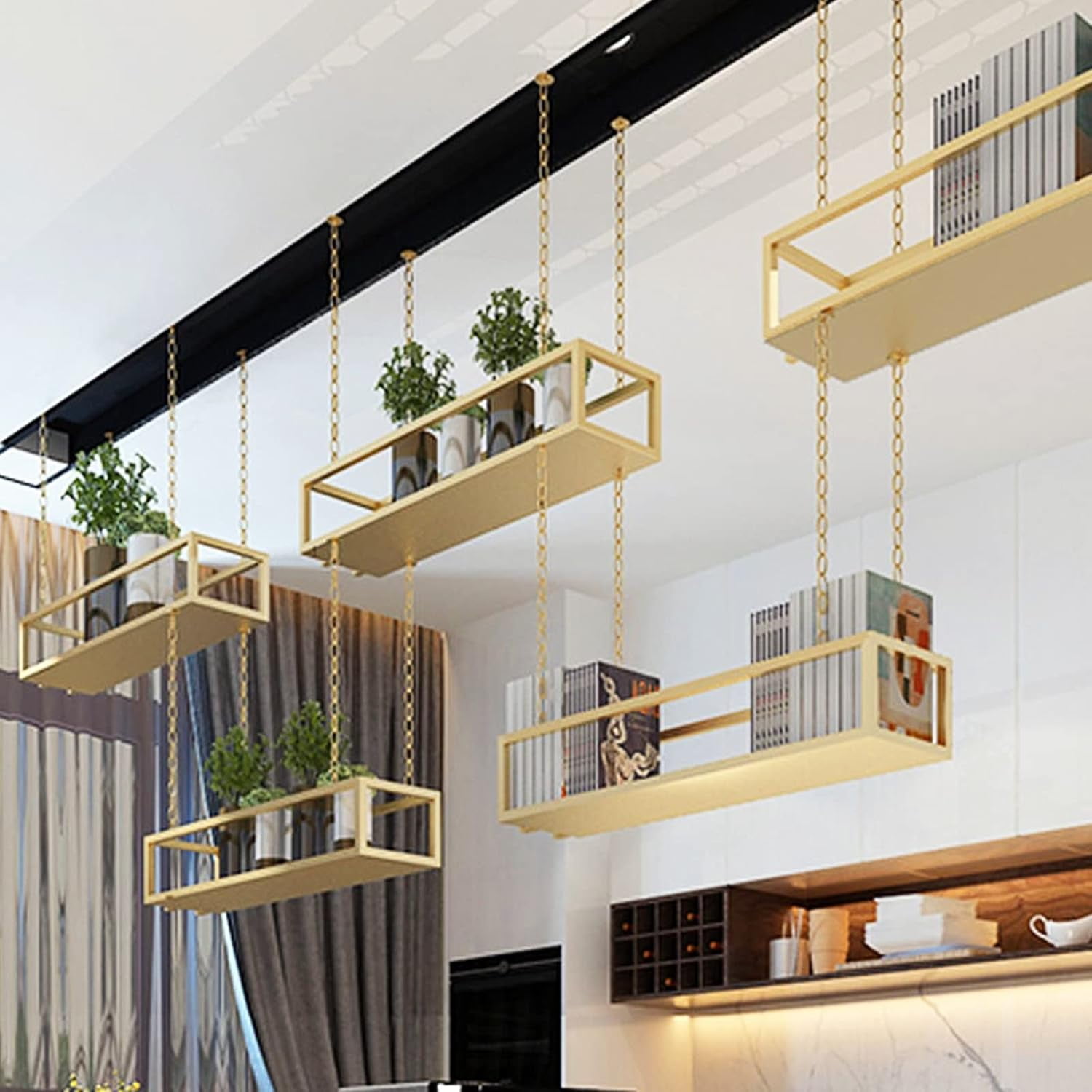 Ceiling Shelf Mounted Hanging Basket Floating Suspended Storage ...