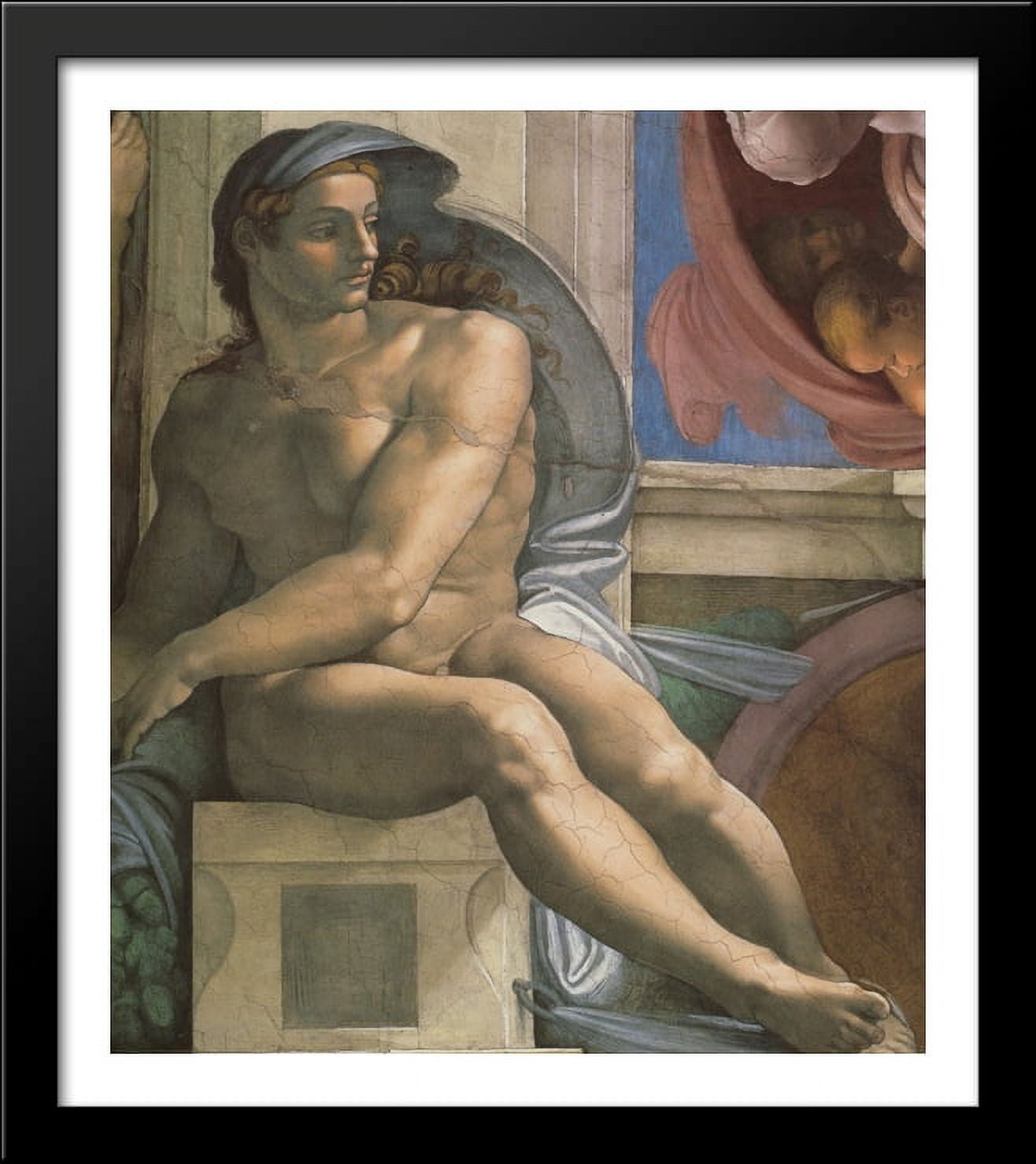 Ceiling of the Sistine Chapel: Ignudi, next to Separation of Land and ...