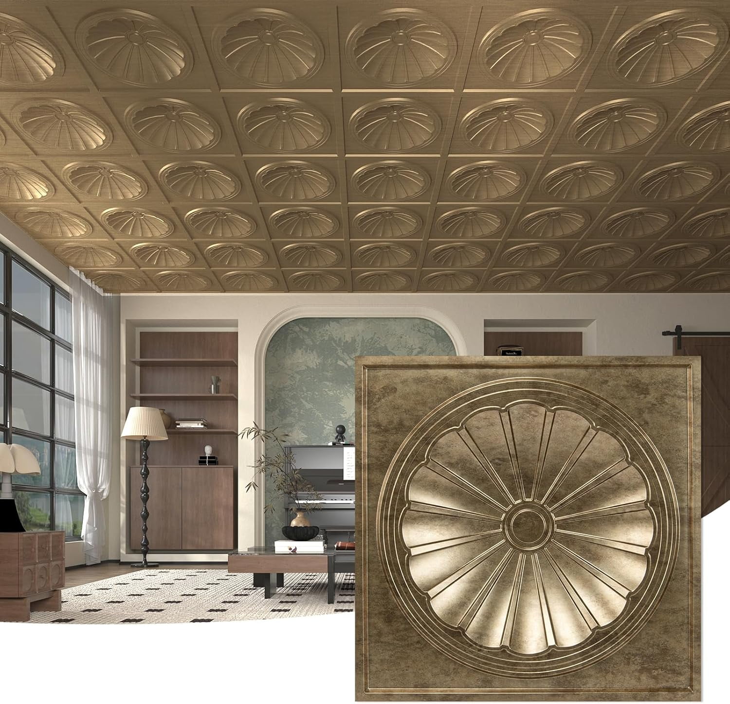 Ceiling Tiles 12 Pack Drop Ceiling Tiles, 24 x 24 Inch High Grade PVC ...