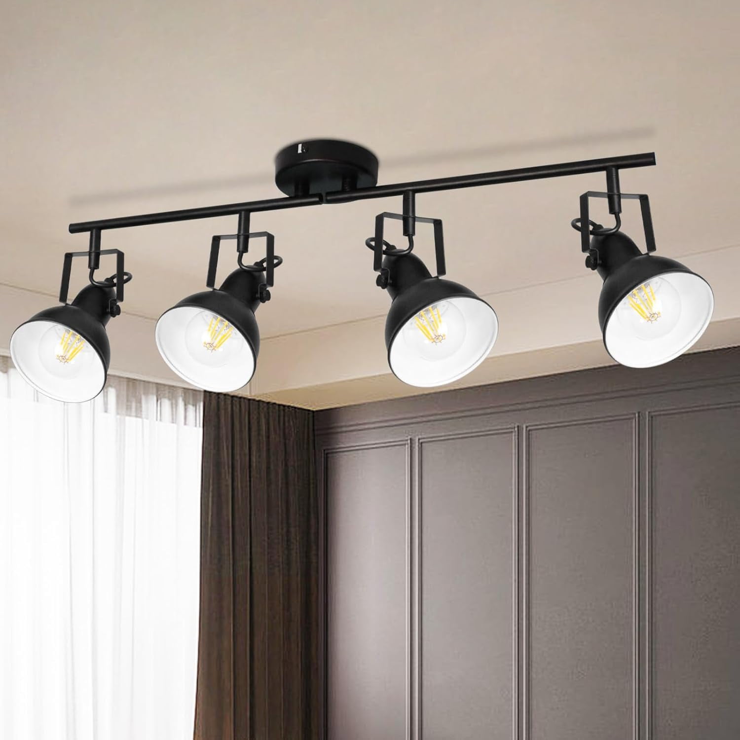 Ceiling Track Lighting Fixtures, Adjustable 4-Light Flush Mount Spot ...