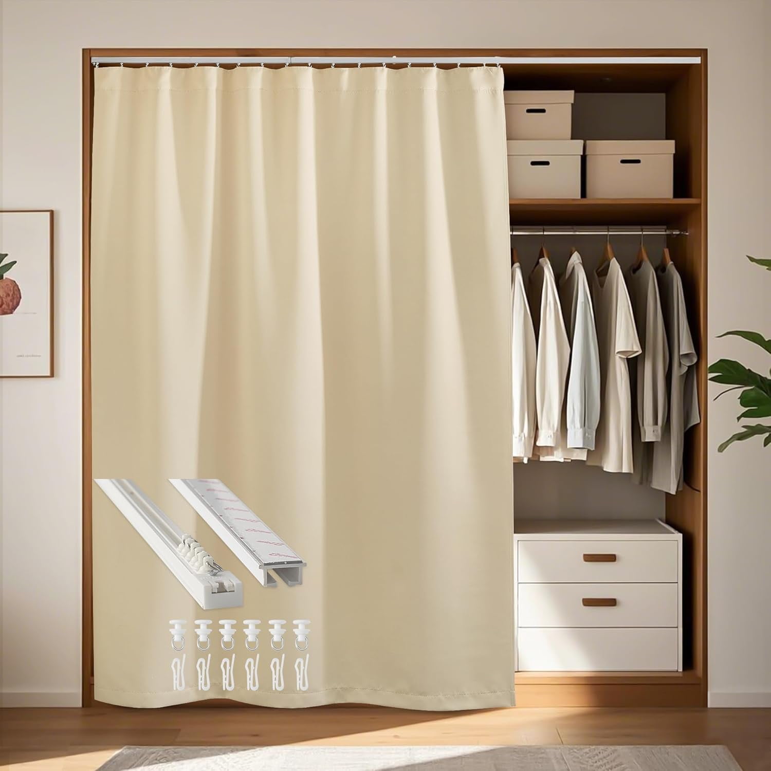 Ceiling Track Room Divider Curtain Kit, Blackout Privacy Room Partition ...