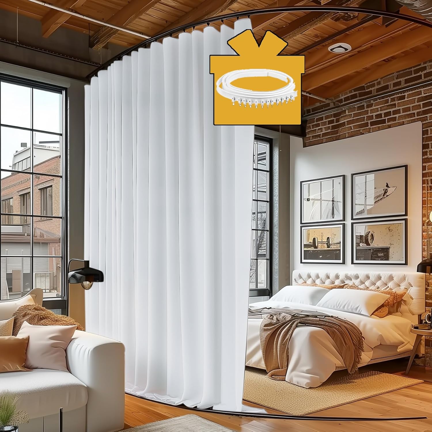 Ceiling Track Room Divider Curtains, 95% Blackout Heavy Privacy Curtain ...