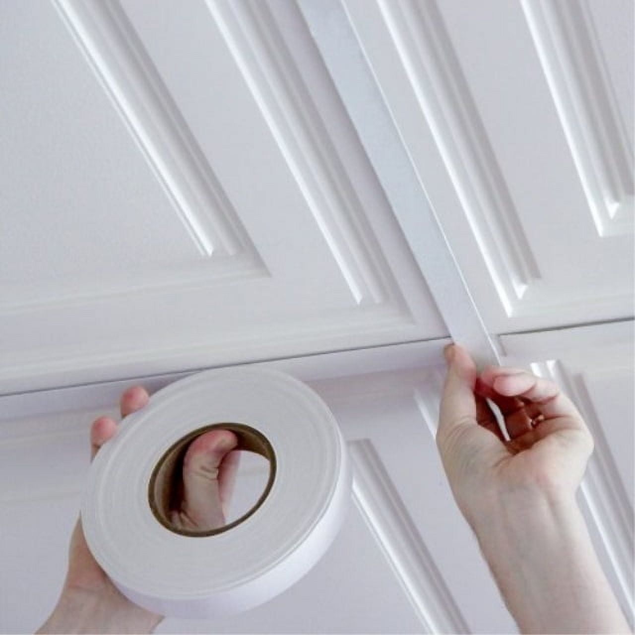 Ceilume 1 in. Wide x 100 ft. Long Roll Deco-Tape White Self-Adhesive ...