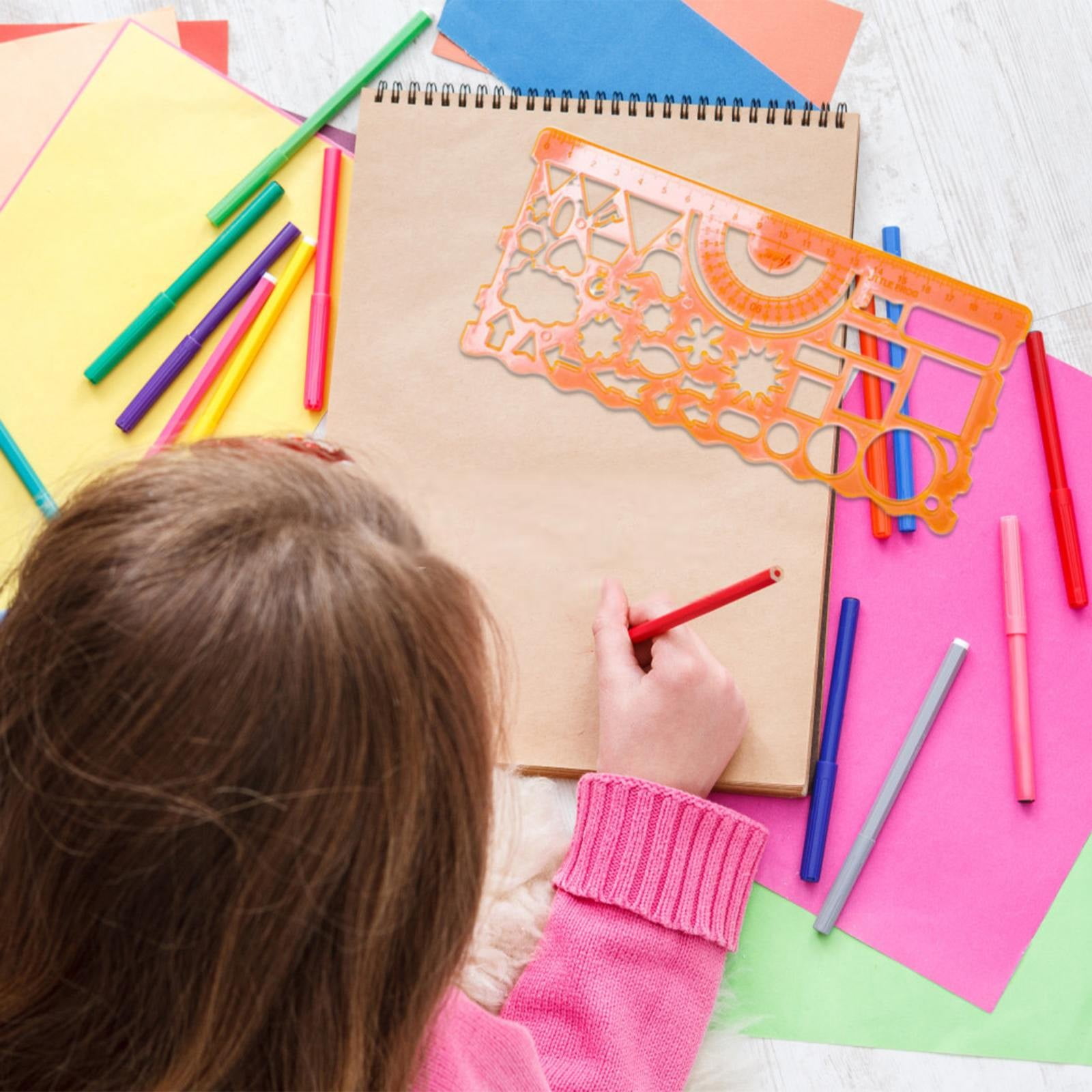 Ceimmol 2 Pcs Geometric Drawings Templates Multi Shaped Drafting ...