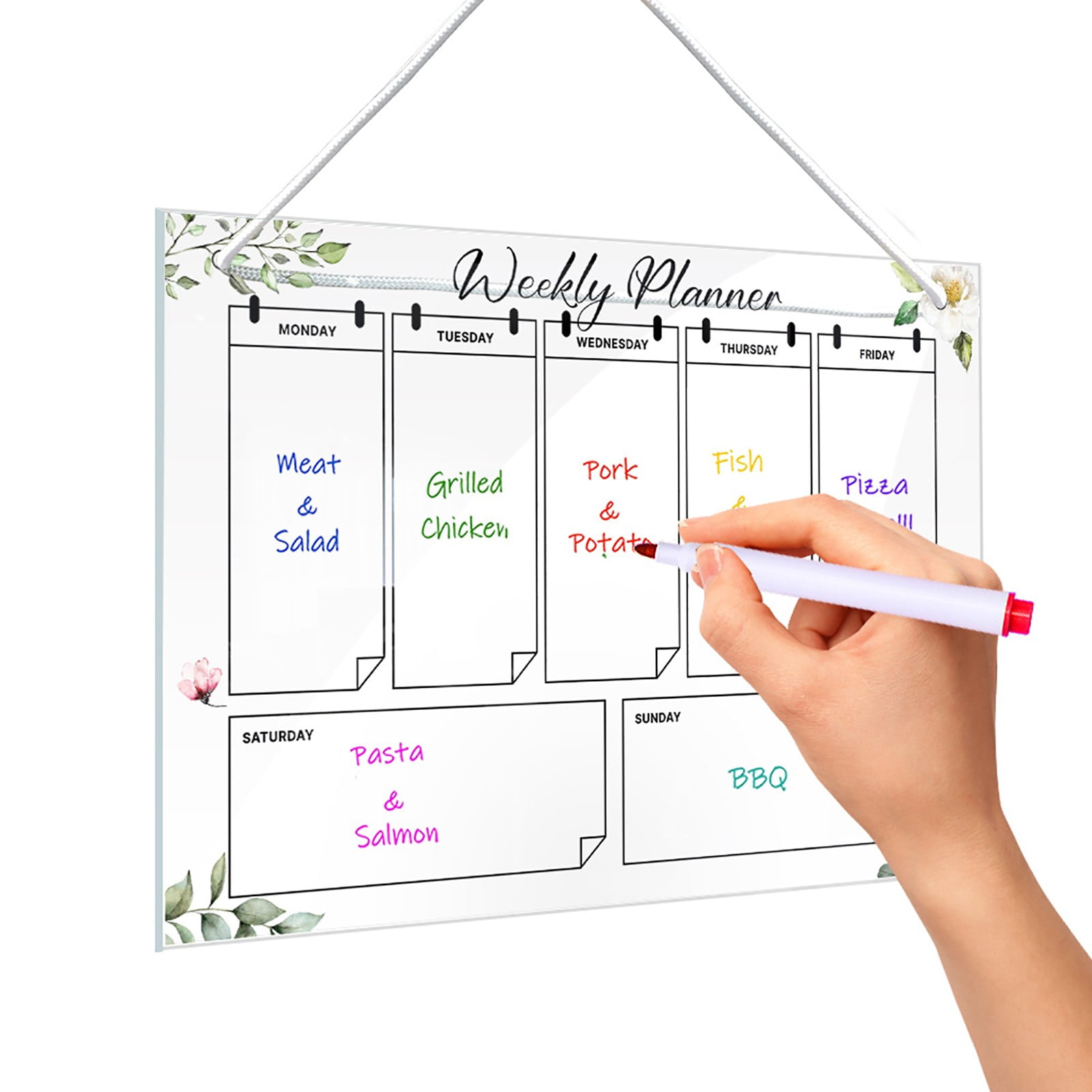 Ceimmol Hanging Erasable Acrylic Weekly Planner Note Board Lanyard ...