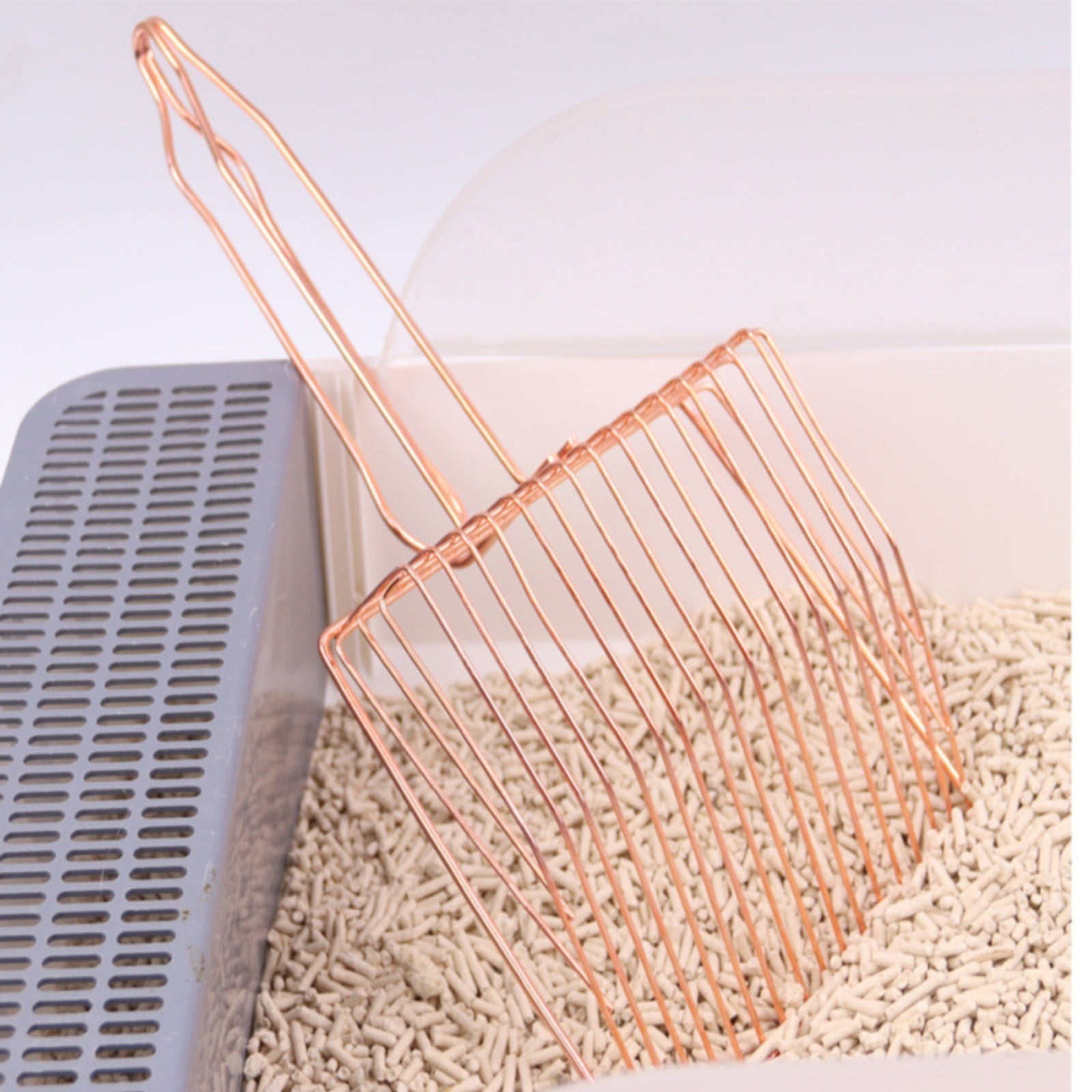 Ceimmol Metal Litter Shovel Extended Handle Hollowed Out Cat Poop ...