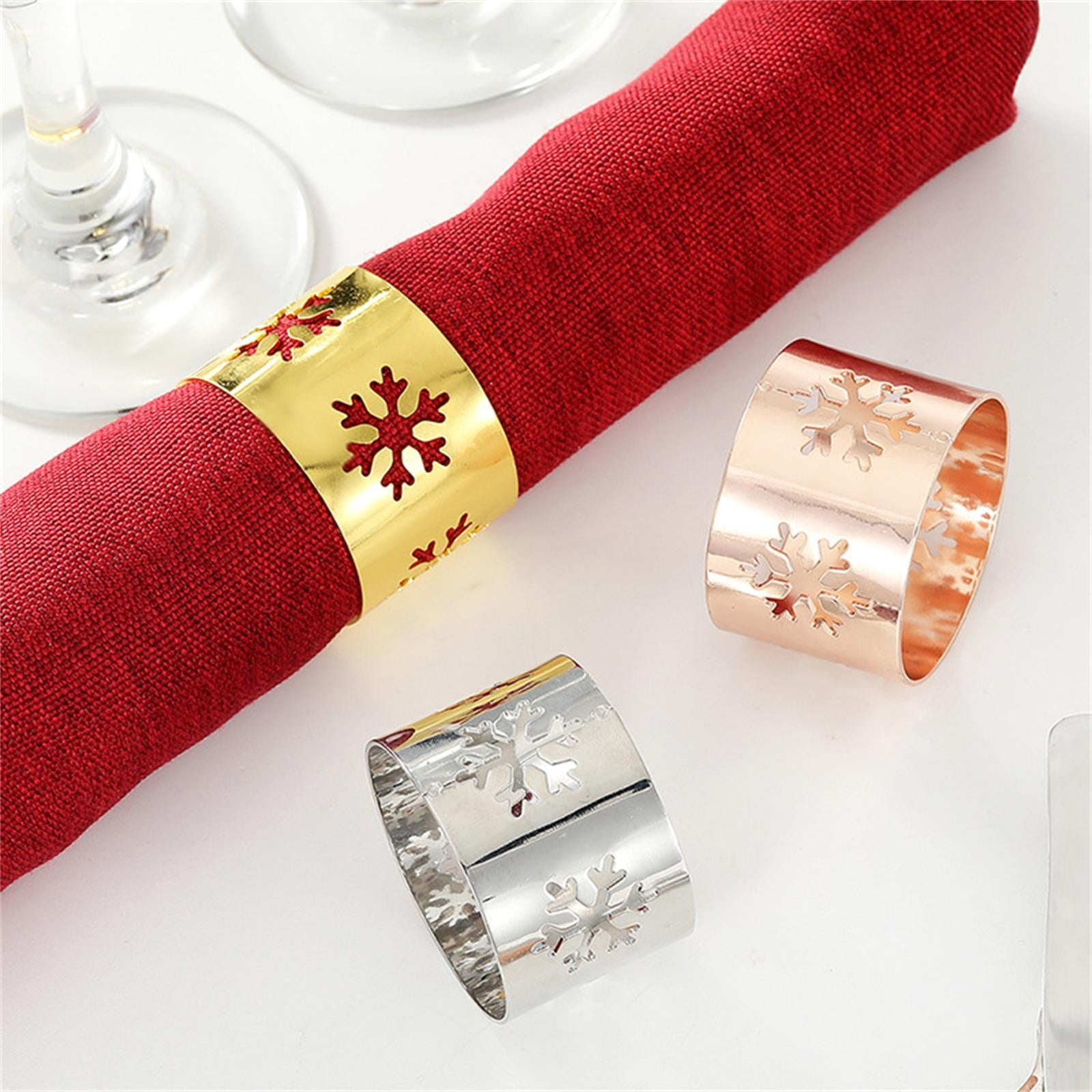 Ceimmol Snowflake Napkin Rings Christmas Party Table Centerpiece Xmas ...