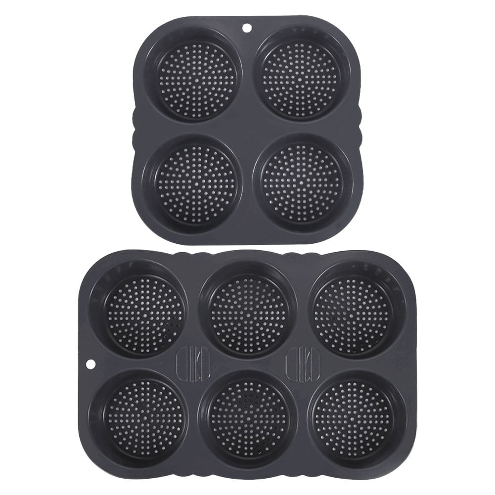 Ceise Silicone Hamburger Bun Tray Set - 4 + 6 Grooves for Making ...