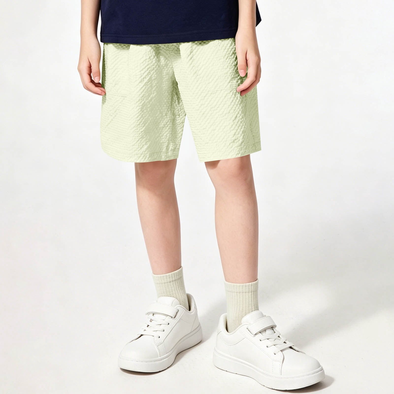 Ceisia Boys Bubble Textured Elastic Waist Casual Shorts Loose Fit Daily ...