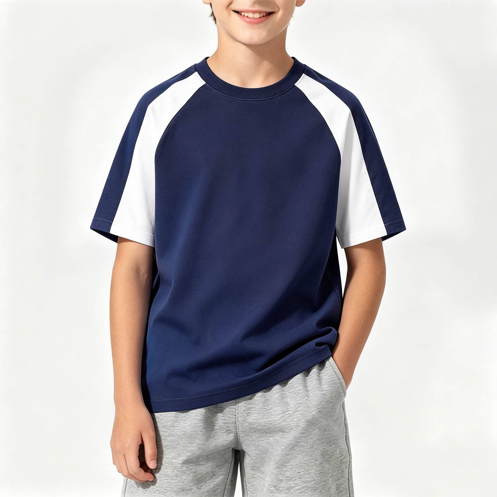 Ceisia Boys Raglan Color Block Crew Neck T Shirt Short Sleeve Soft ...