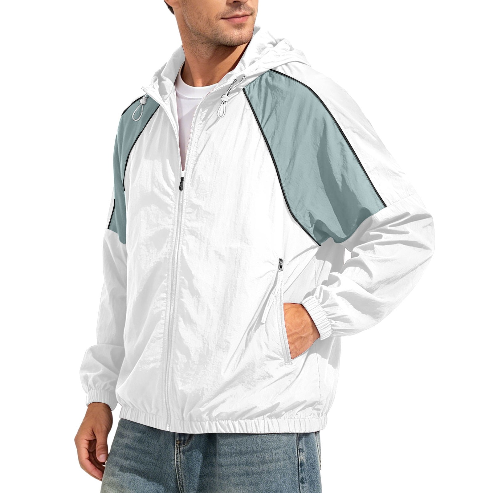 Ceisia Color Block Spliced Hooded Sun Protection Shirts Thin Quick Dry ...