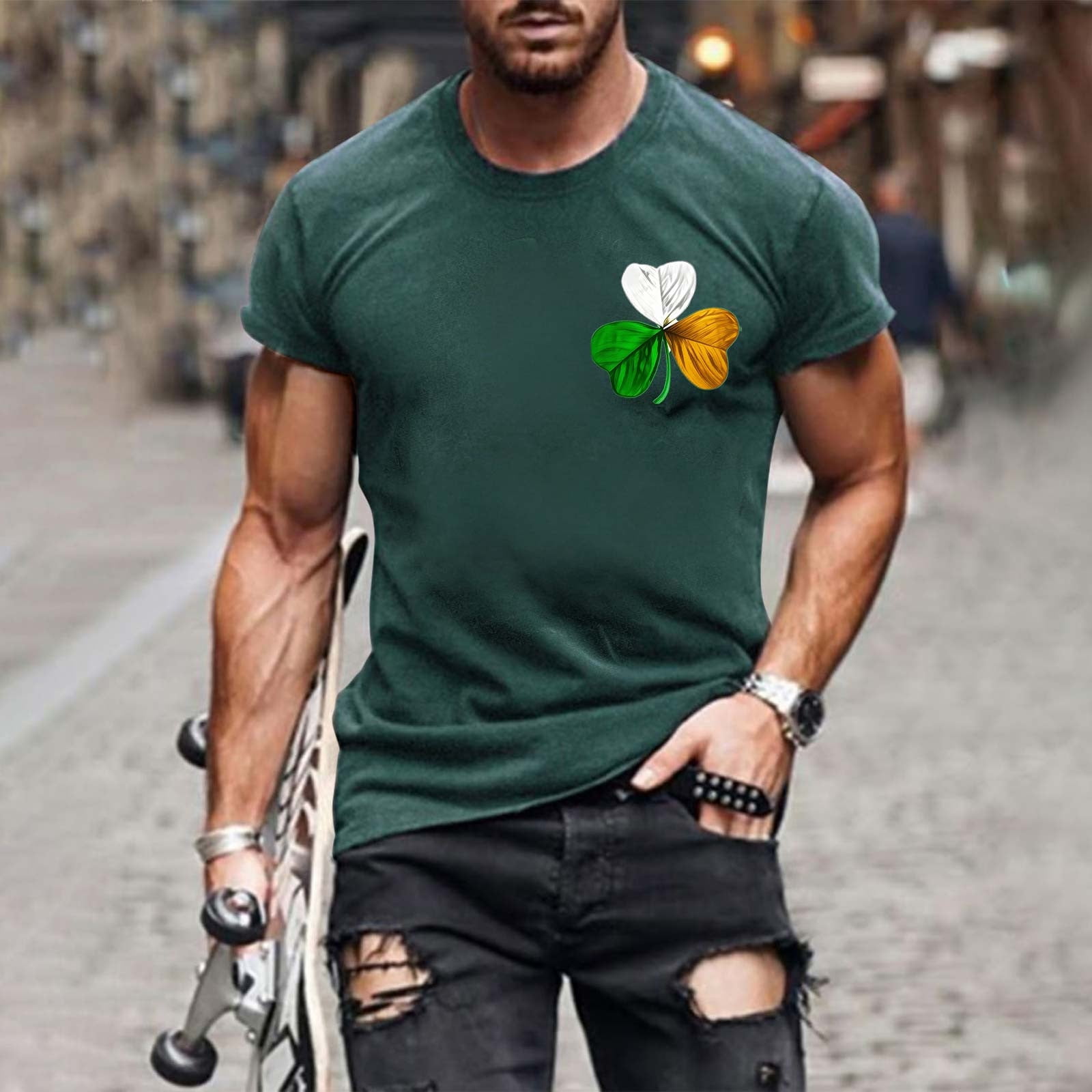 Ceisia Fashion Men's Printed Round Neck Short Sleeve Casual T-Shirt ...