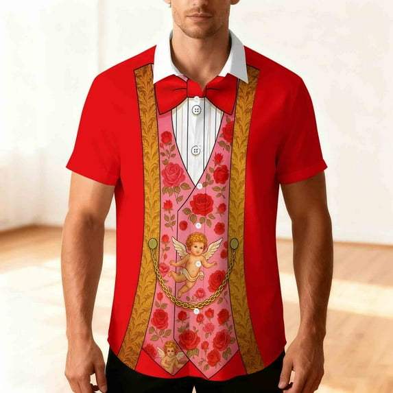 Ceisia Fashion Unisex Men Women Casual Short Sleeve Printed Turndown ...