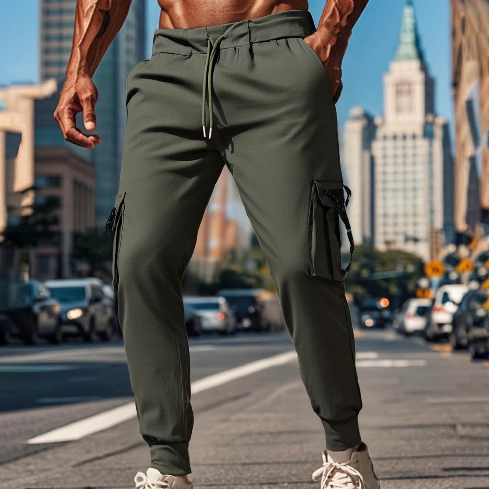 Ceisia Gift Men's All-Season Casual Pants - Fashionable Washed Solid ...