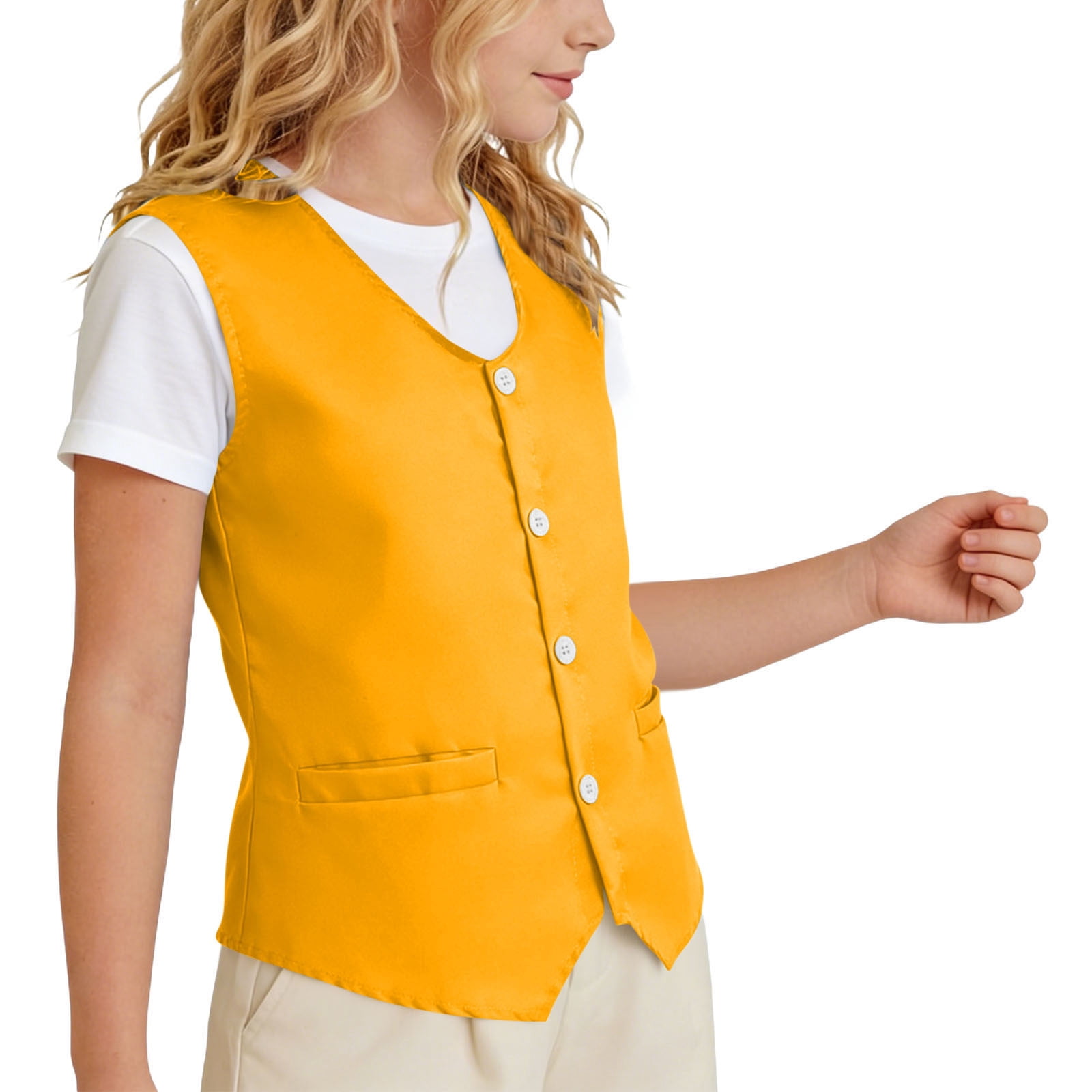 Ceisia Kids' Button-Front V-Neck Uniform Vest Multi-Color Pack Yellow 9 ...