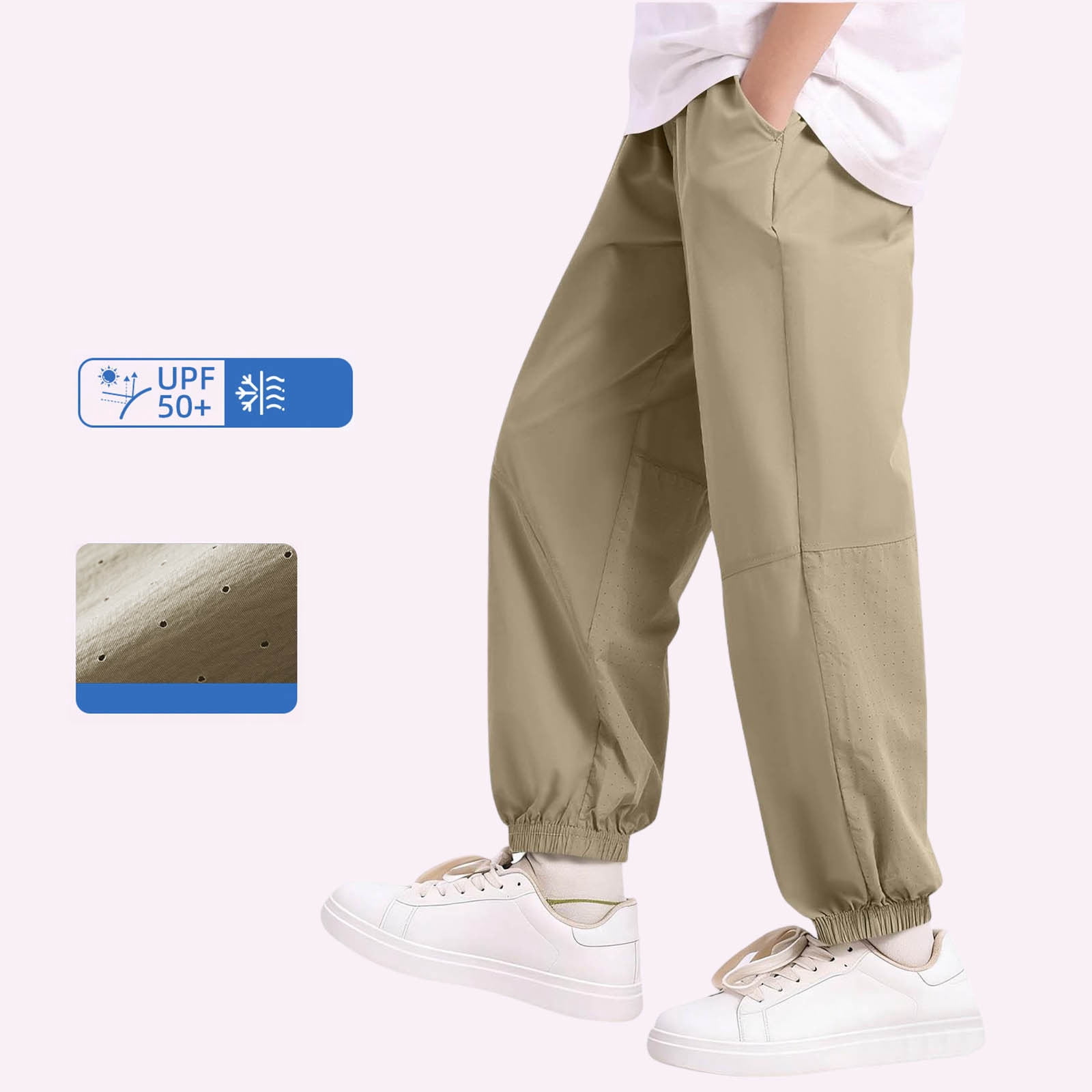 Ceisia Kids Casual Jogger Pants Elastic Waist Lightweight with Contrast ...