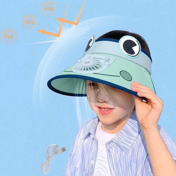Ceisia Kids' Frog Face Fan Sun Visor Hat with Detachable Shield Multi ...