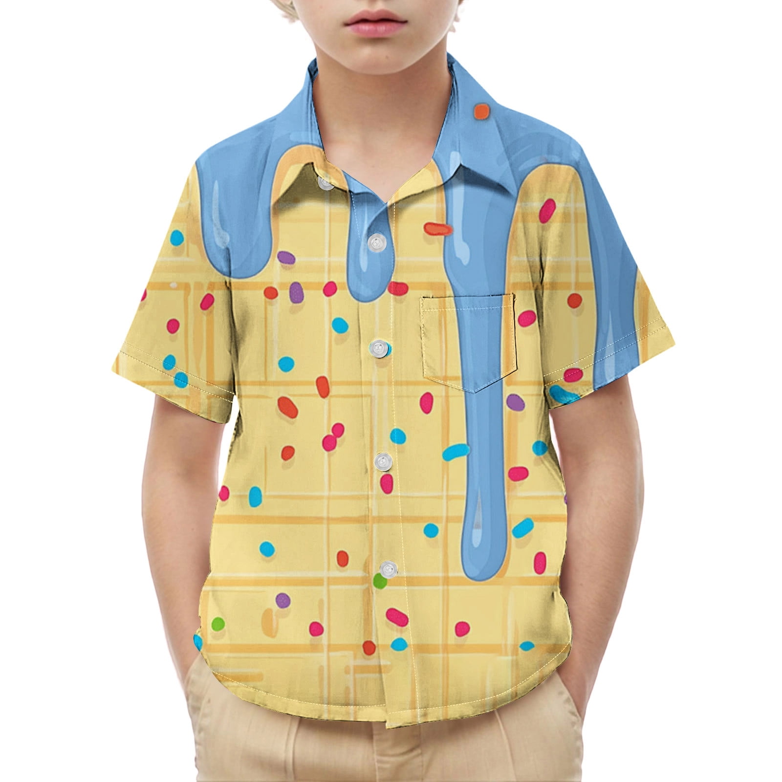 Ceisia Kids' Melting Waffle Print Short Sleeve Button-Down Shirt ...