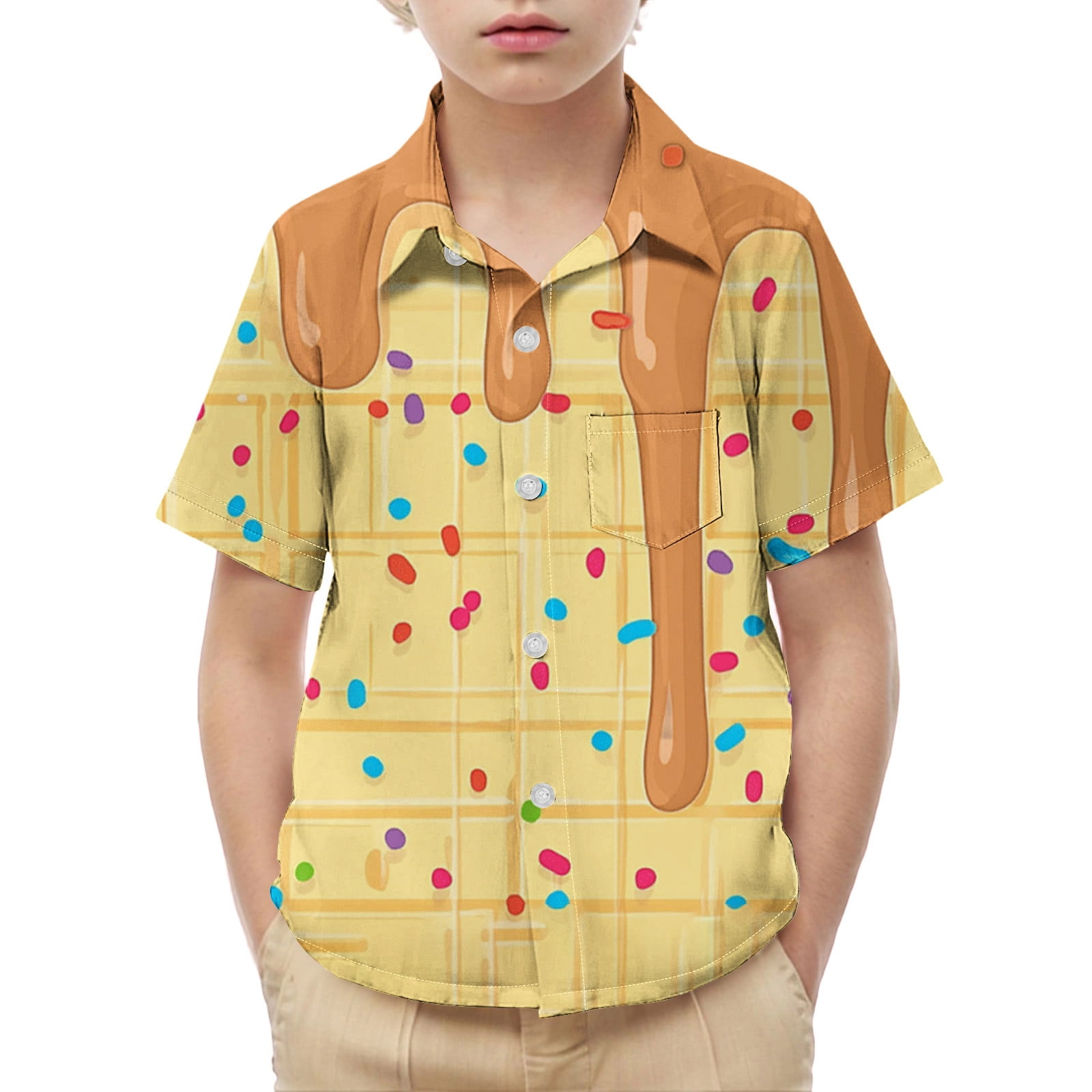 Ceisia Kids' Melting Waffle Print Short Sleeve Button-Down Shirt ...