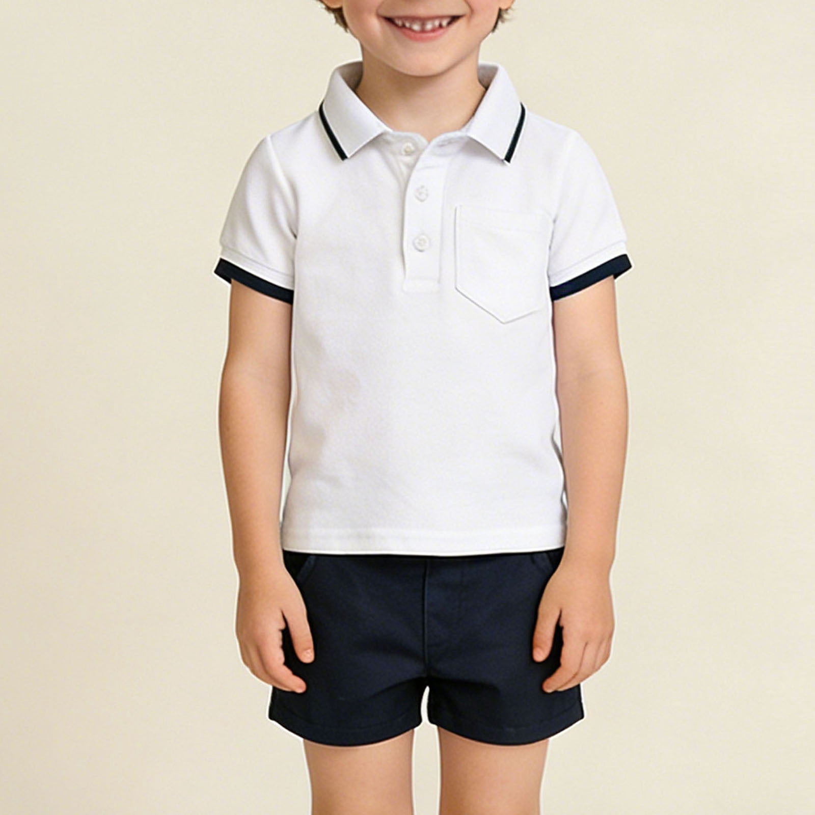 Ceisia Kids' Pique Polo Shirt Short Sleeve Collared with Contrast Trim ...