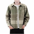 Ceisia Kids Plaid Print Long Sleeve Button Down Shirt Lapel Collar ...