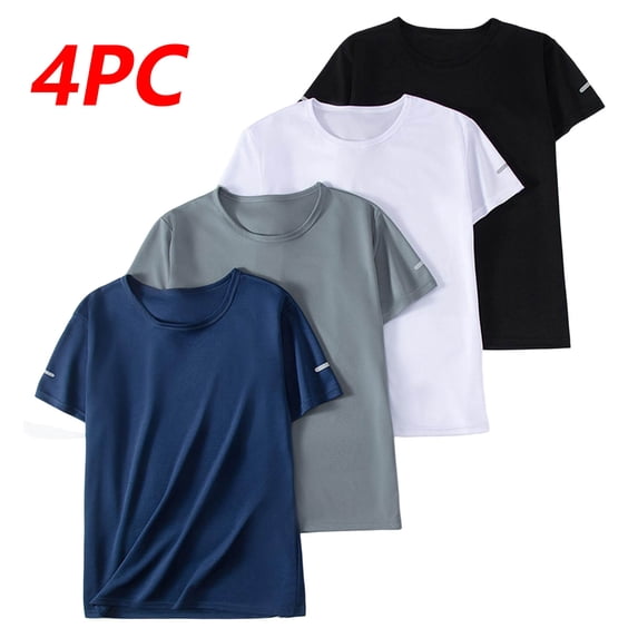 Ceisia Kids' Short Sleeve Crew Neck T-Shirt 4-Pack Assorted Solid ...