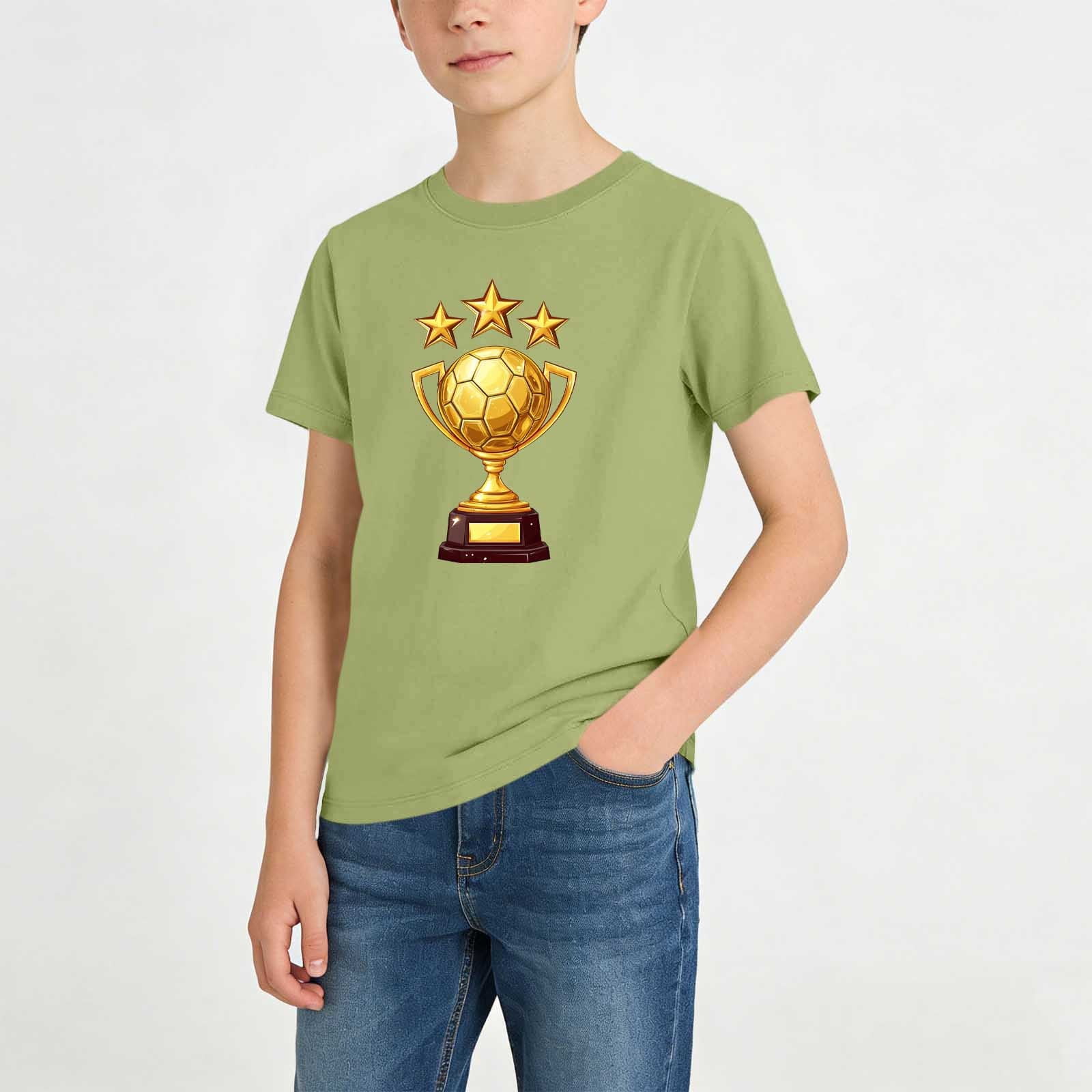 Ceisia Kids' Short Sleeve Crew Neck T-Shirt with Gold Soccer Trophy ...