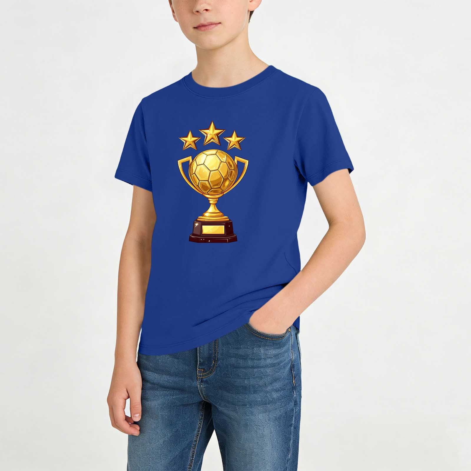 Ceisia Kids' Short Sleeve Crew Neck T-Shirt with Gold Soccer Trophy ...