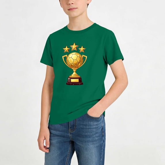 Ceisia Kids' Short Sleeve Crew Neck T-Shirt with Gold Soccer Trophy ...