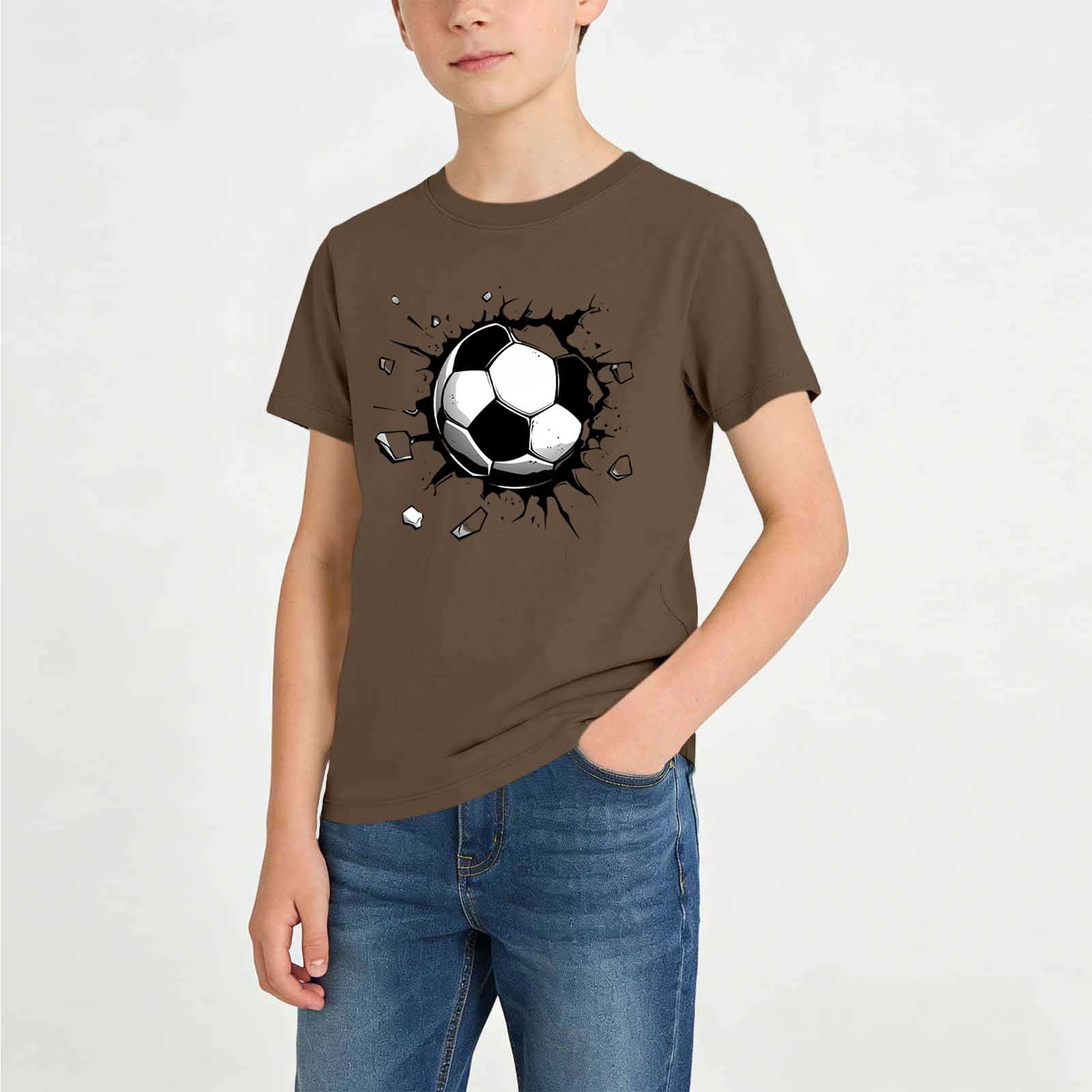 Ceisia Kids' Soccer Ball Breaking Through Print Crew Neck T-Shirt ...