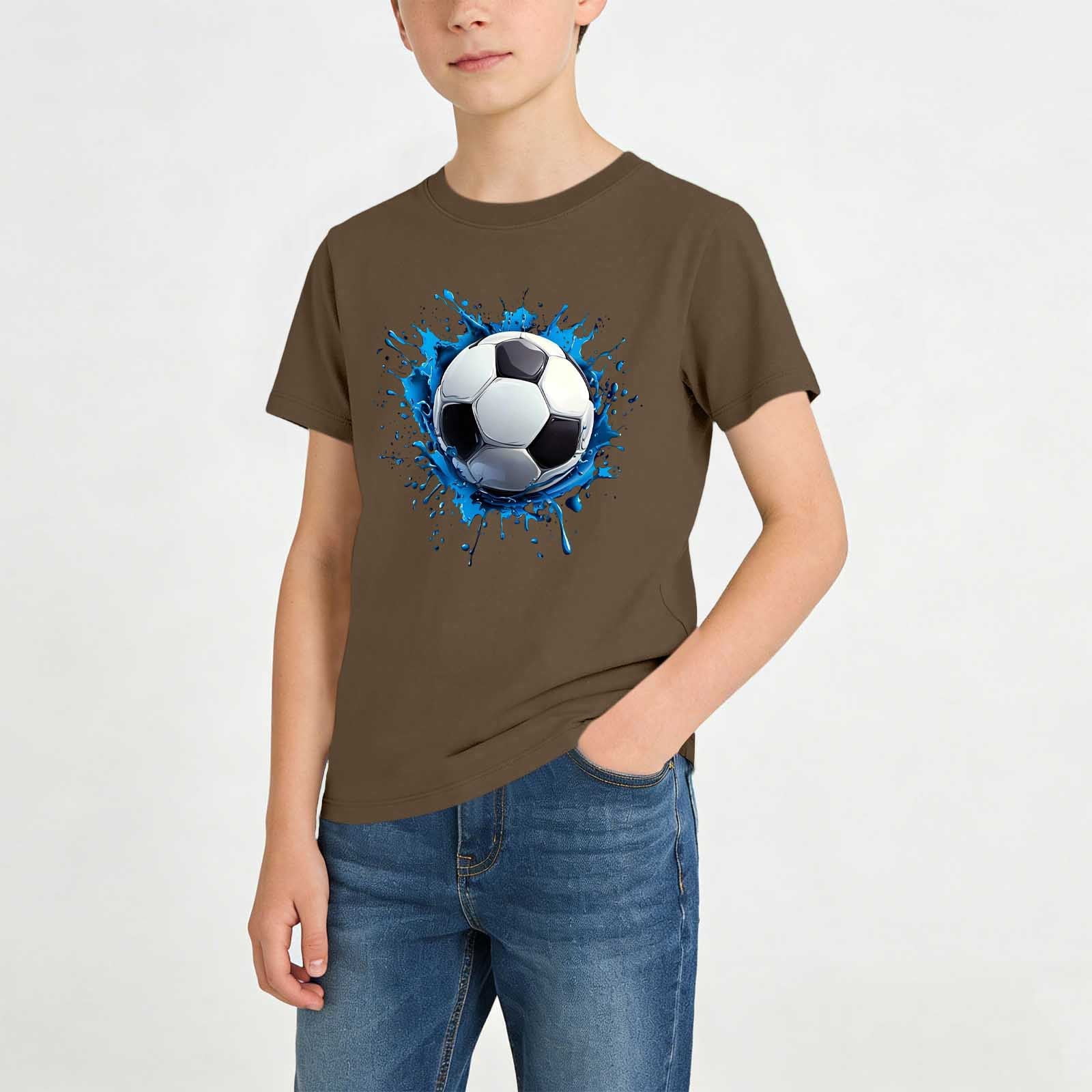 Ceisia Kids' Soccer Ball Water Splash Print Crew Neck T-Shirt Assorted ...