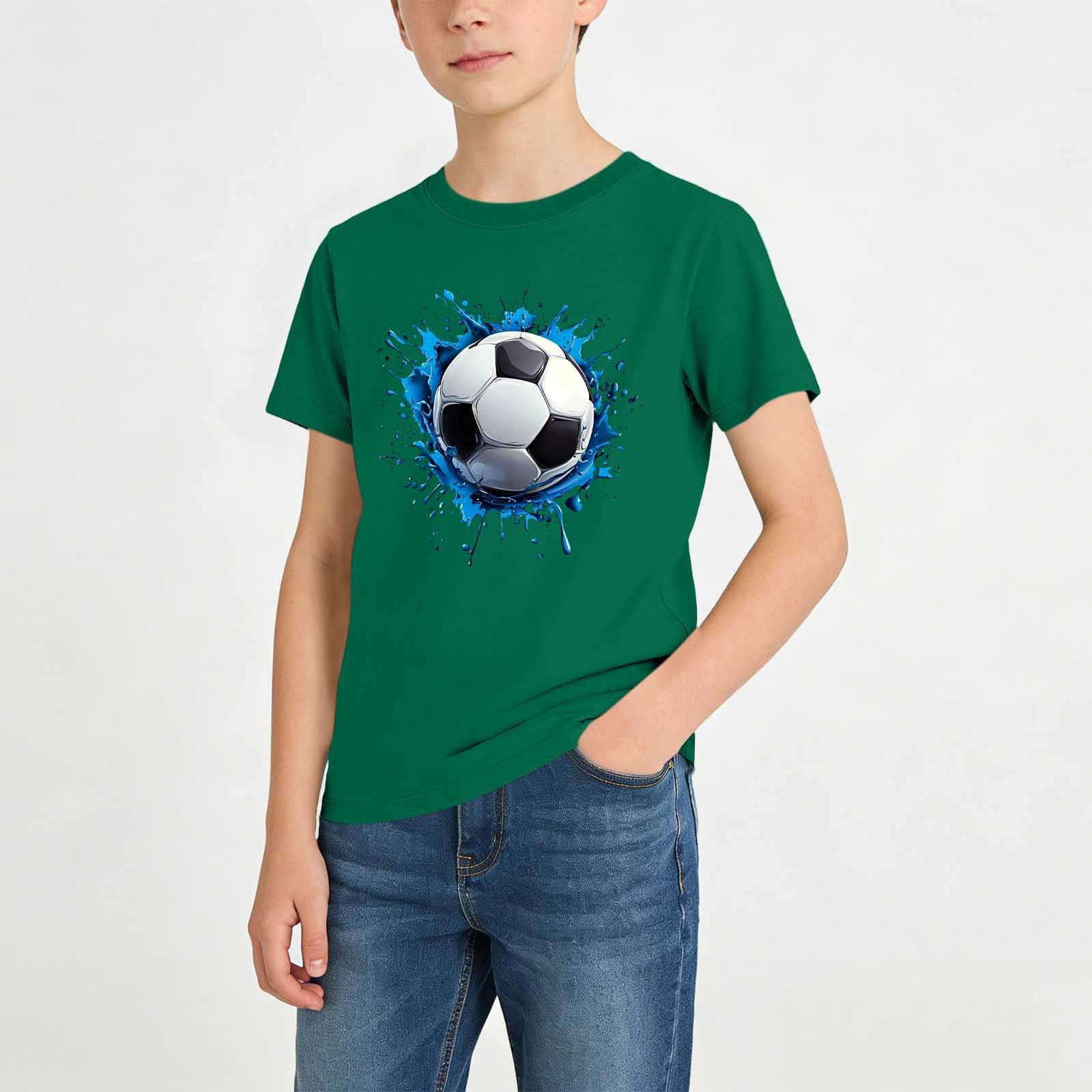 Ceisia Kids' Soccer Ball Water Splash Print Crew Neck T-Shirt Assorted ...