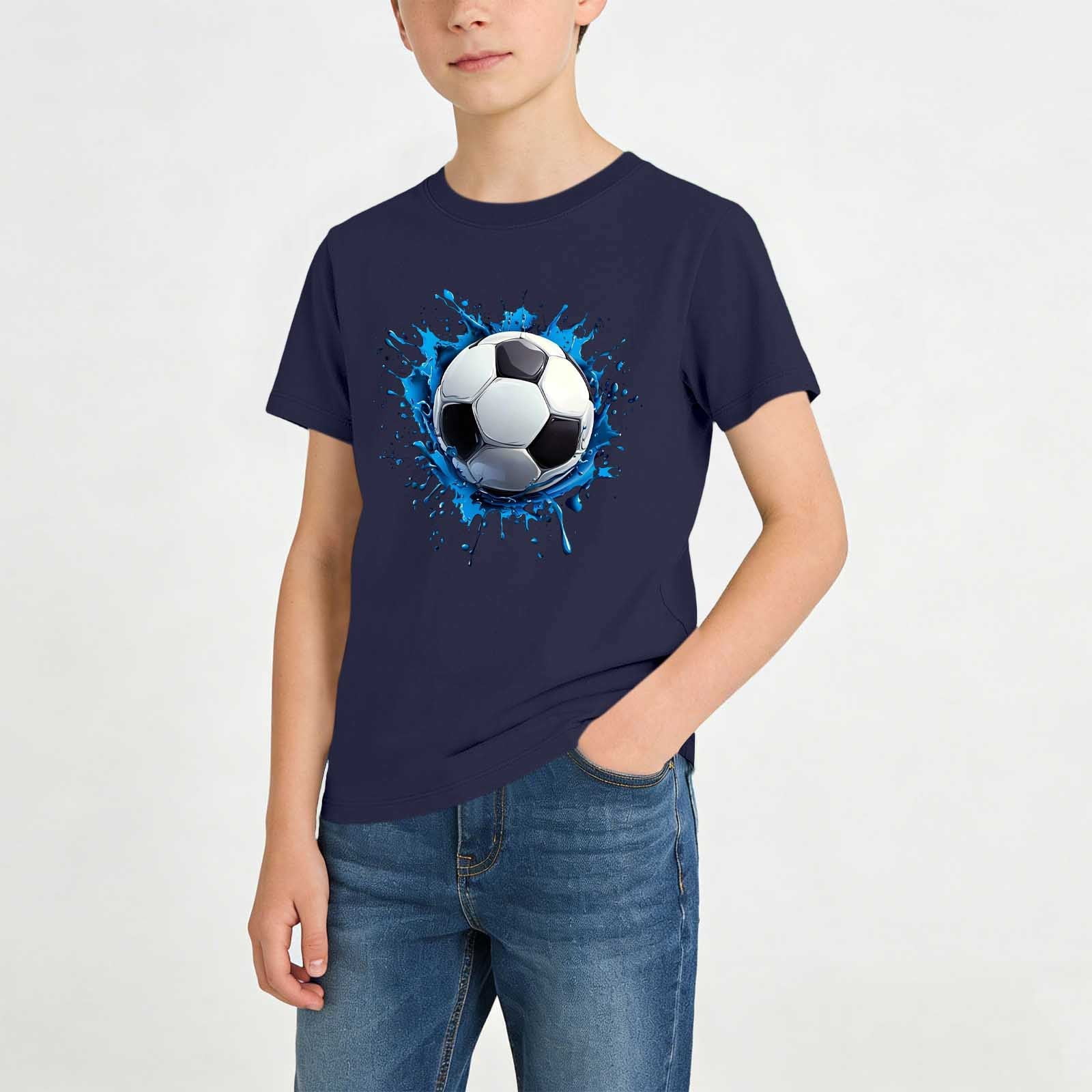 Ceisia Kids' Soccer Ball Water Splash Print Crew Neck T-Shirt Assorted ...