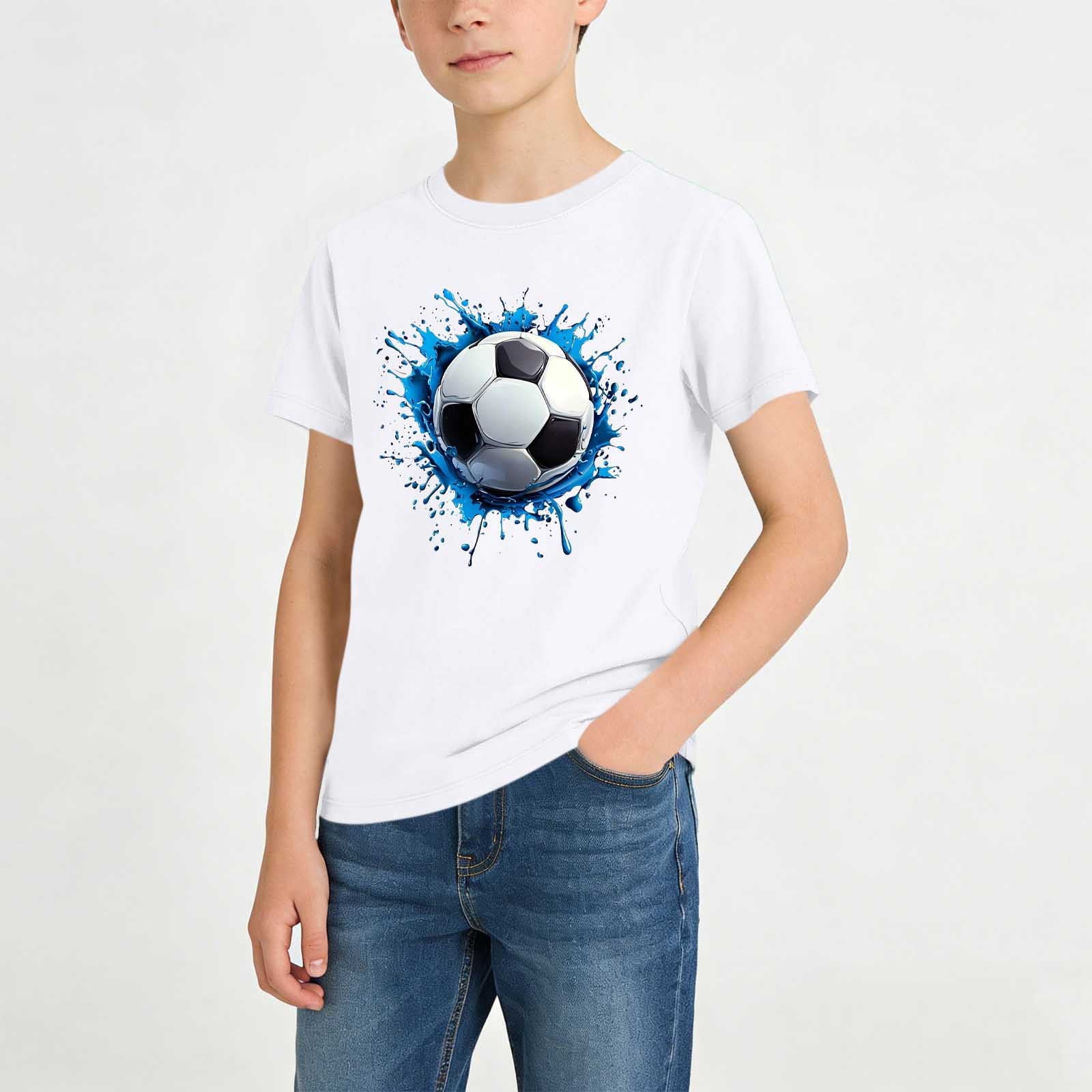 Ceisia Kids' Soccer Ball Water Splash Print Crew Neck T-Shirt Assorted ...