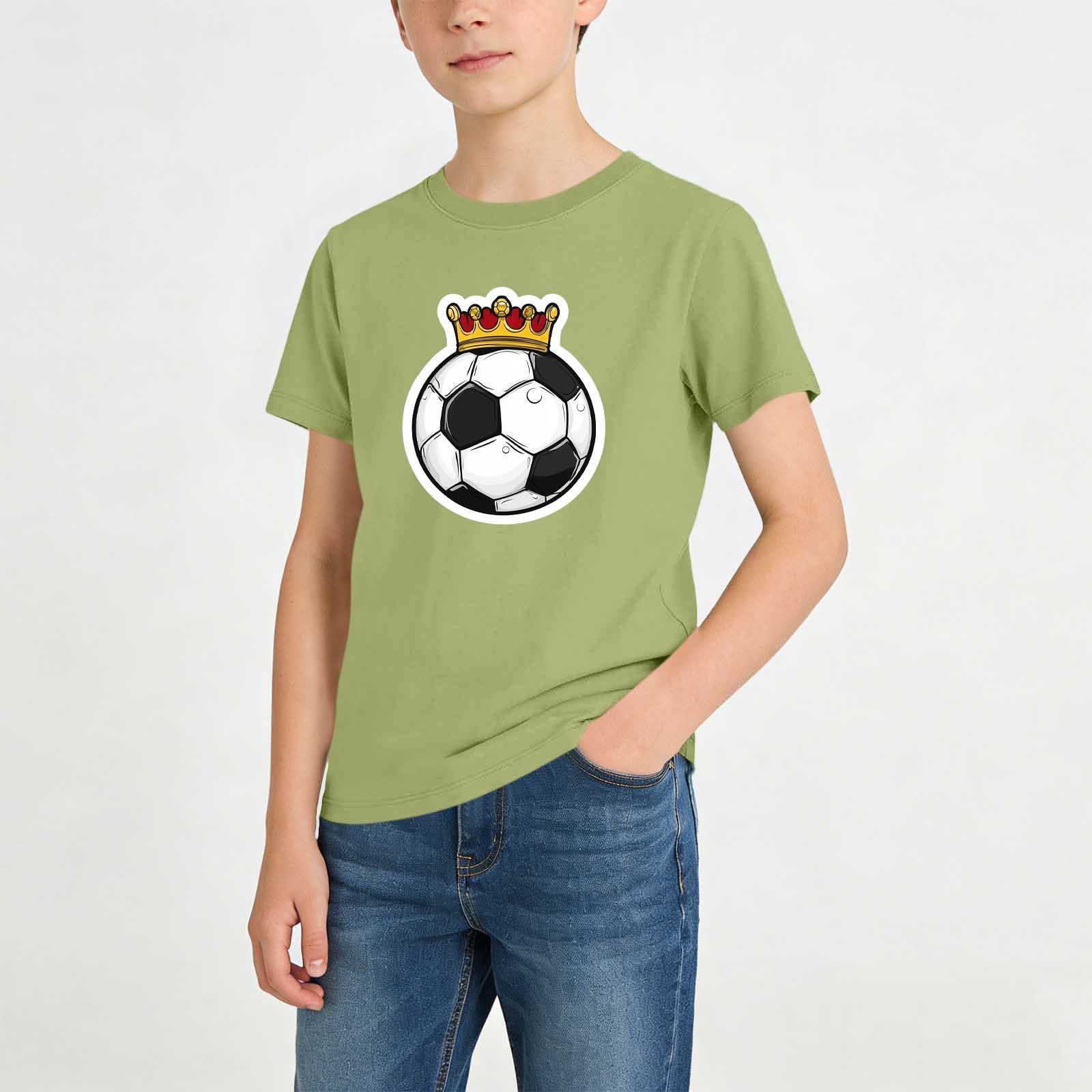 Ceisia Kids' Soccer Ball with Crown Print Crew Neck T-Shirt Assorted ...