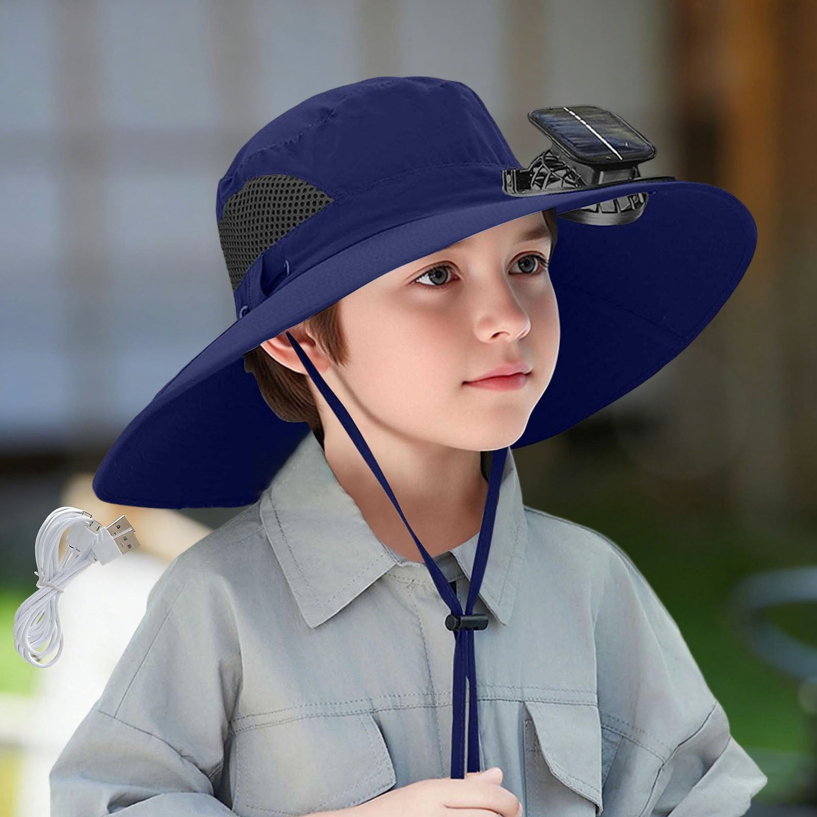Ceisia Kids' Solar Powered Fan Sun Hat with Wide Brim Multi-Color Pack ...