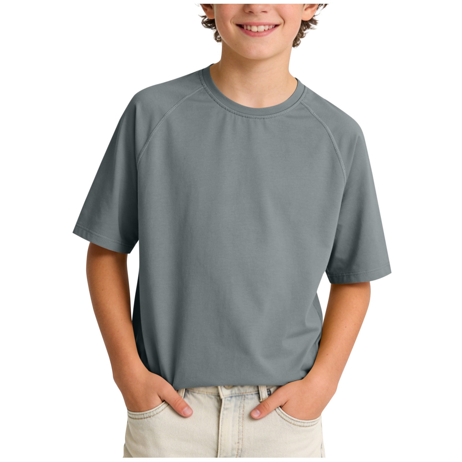 Ceisia Kids' Solid Color Raglan Crew Neck T-Shirt Assorted Colors for ...