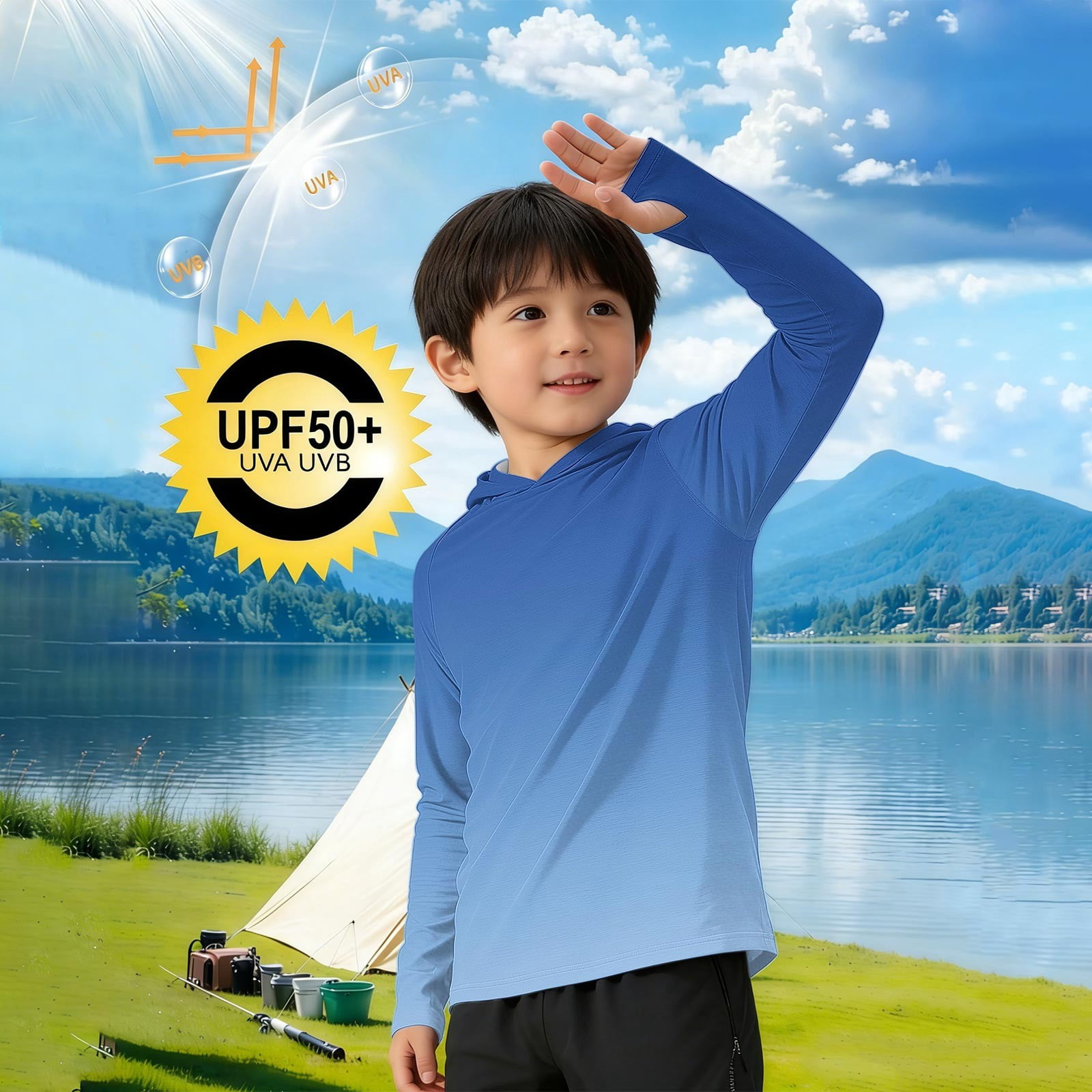 Ceisia Kids' UPF50+ Sun Protection Long Sleeve Gradient Hooded Shirt ...