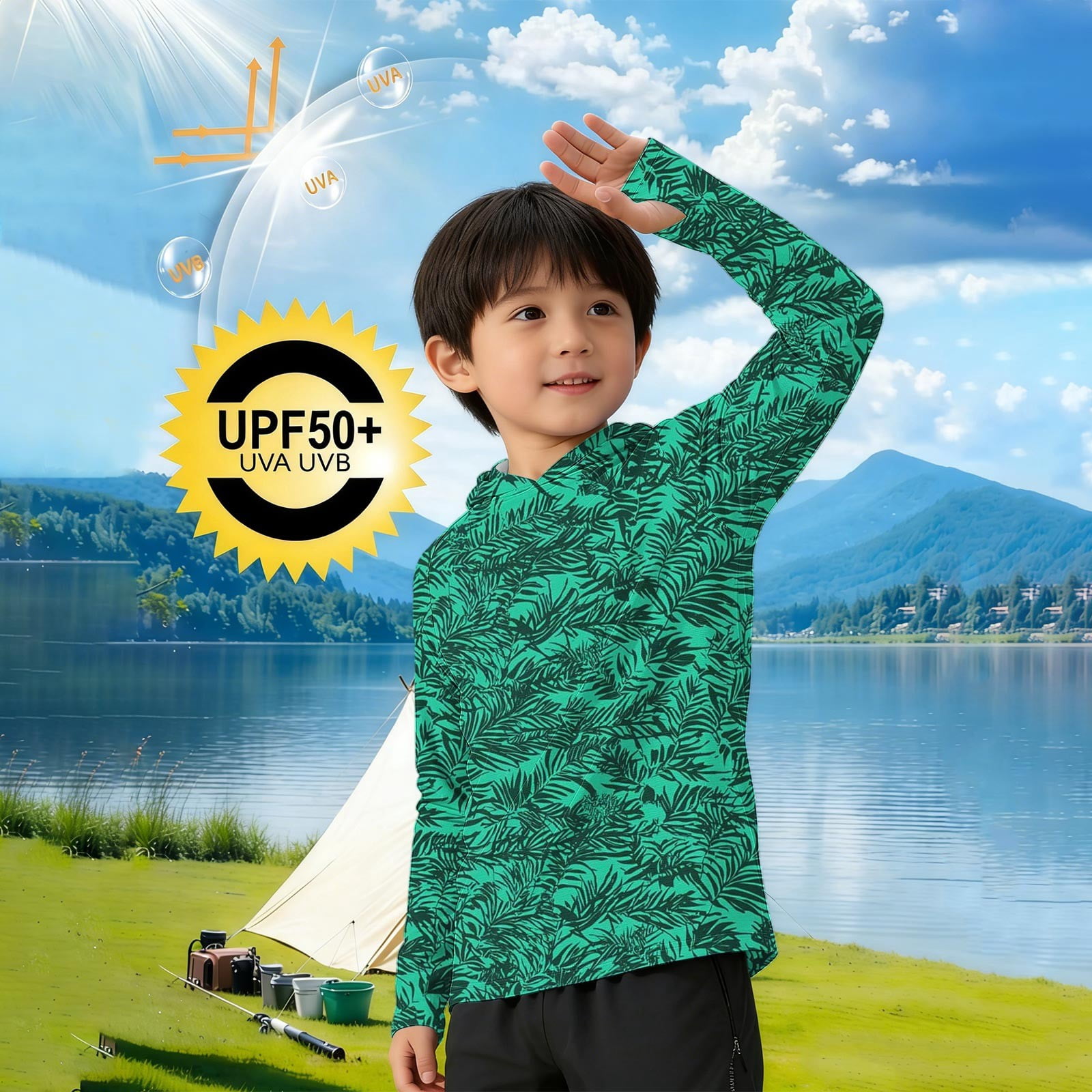 Ceisia Kids' UPF50+ Sun Protection Long Sleeve Tropical Leaf Print ...