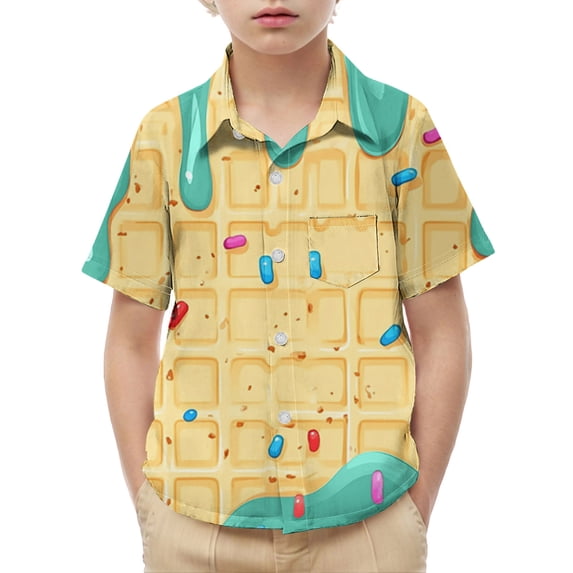 Ceisia Kids' Waffle and Candy Print Short Sleeve Button-Down Shirt ...