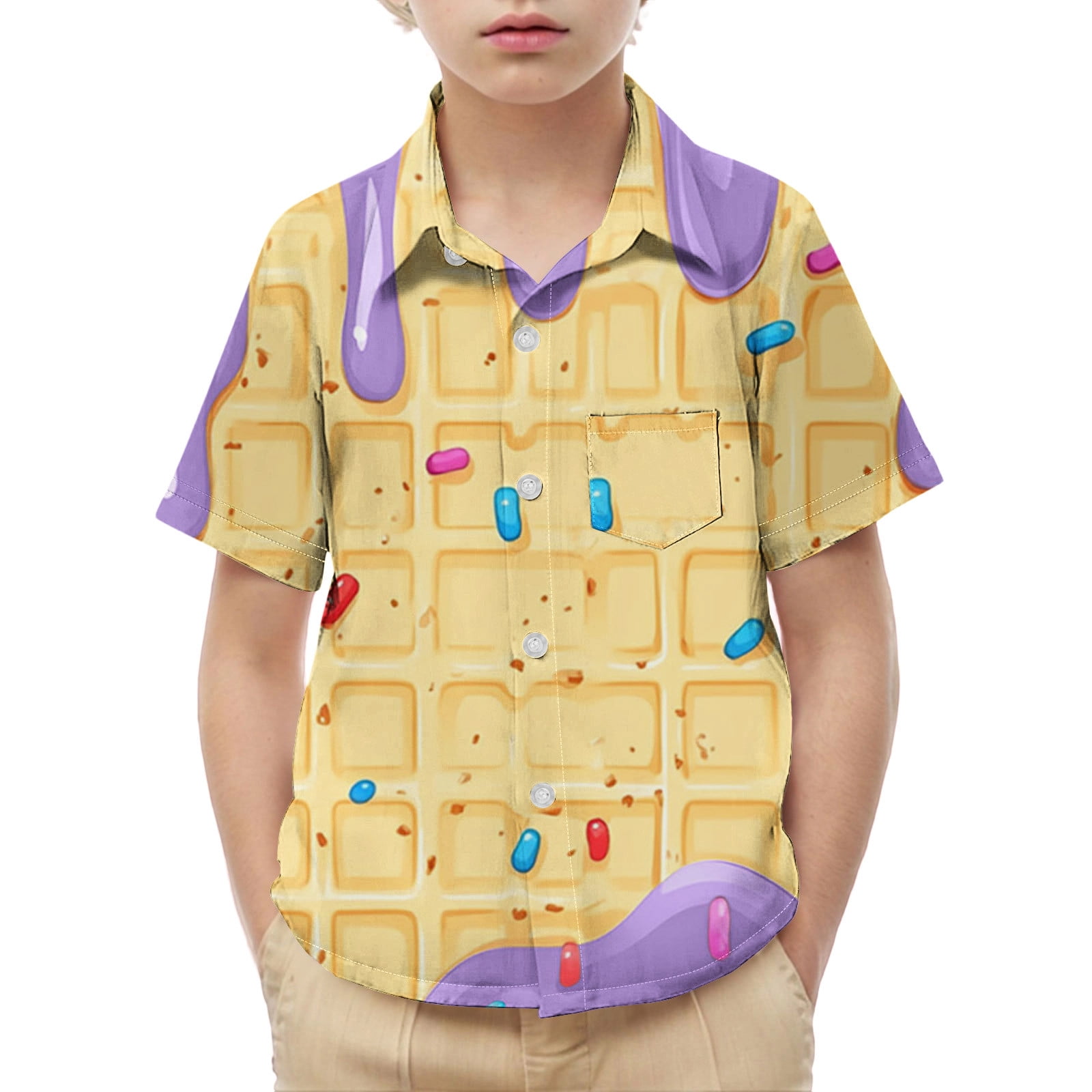 Ceisia Kids' Waffle and Candy Print Short Sleeve Button-Down Shirt ...