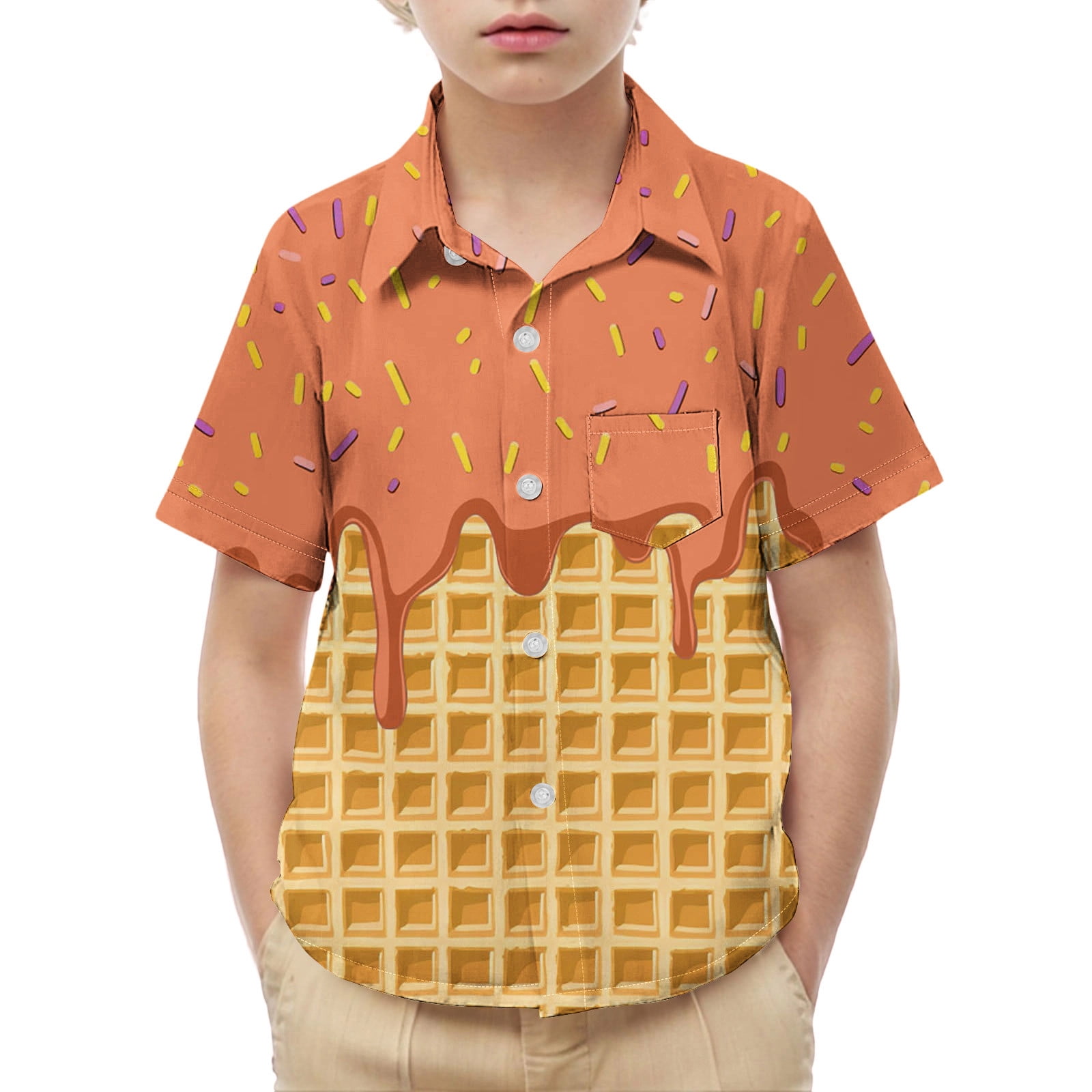 Ceisia Kids' Waffle and Sprinkle Print Short Sleeve Button-Down Shirt ...