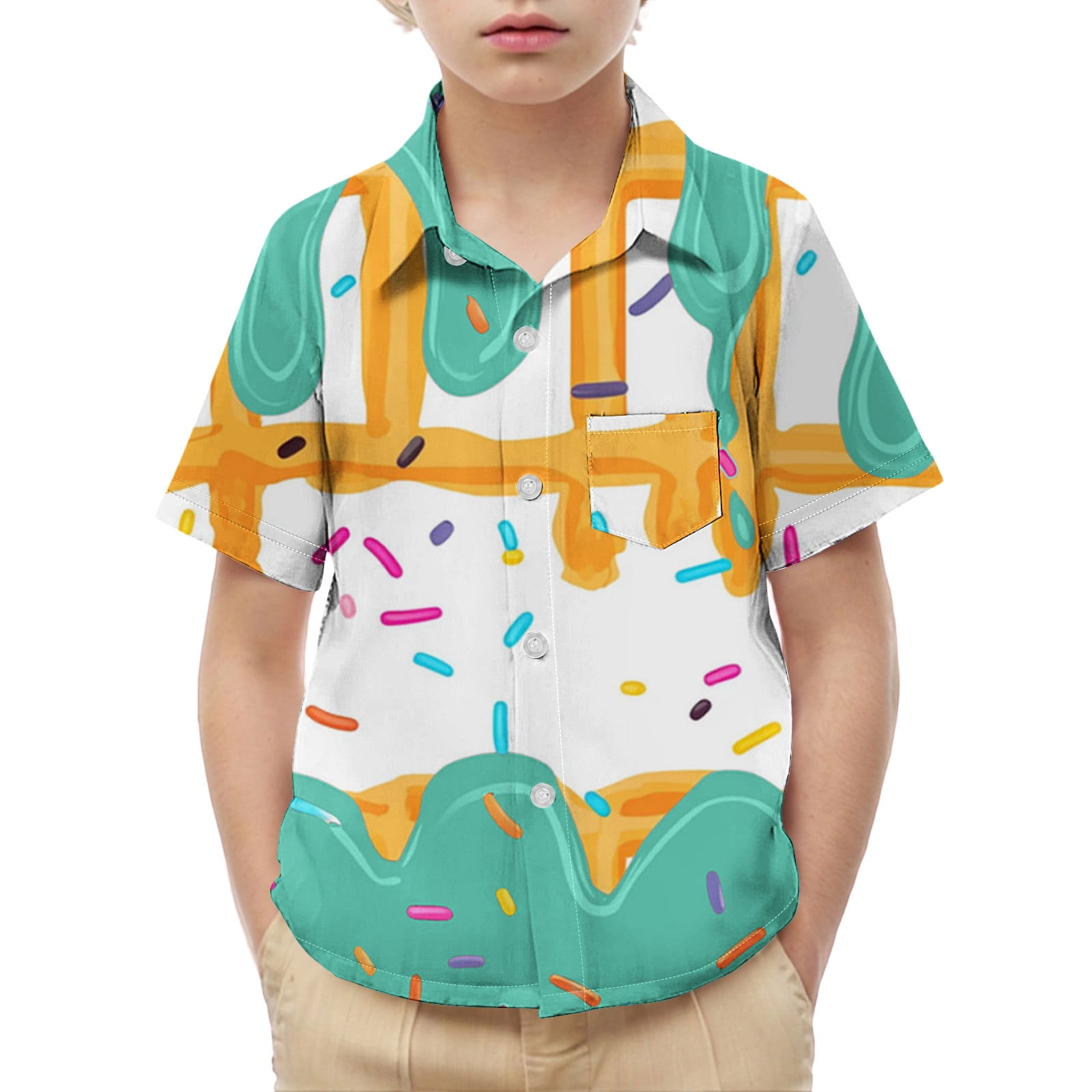 Ceisia Kids' Waffle and Syrup Print Short Sleeve Button-Down Shirt ...