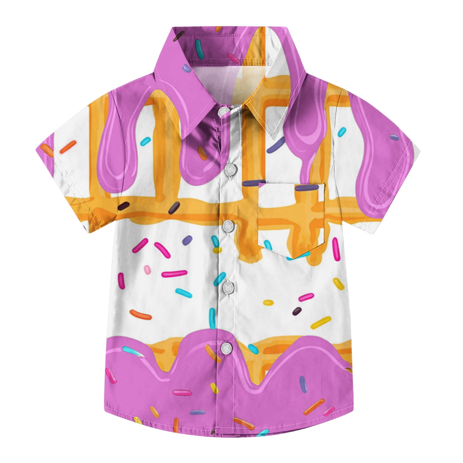 Ceisia Kids' Waffle and Syrup Print Short Sleeve Button-Down Shirt ...
