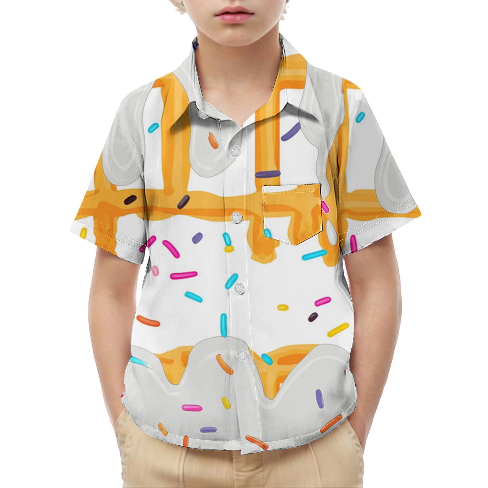 Ceisia Kids' Waffle and Syrup Print Short Sleeve Button-Down Shirt ...