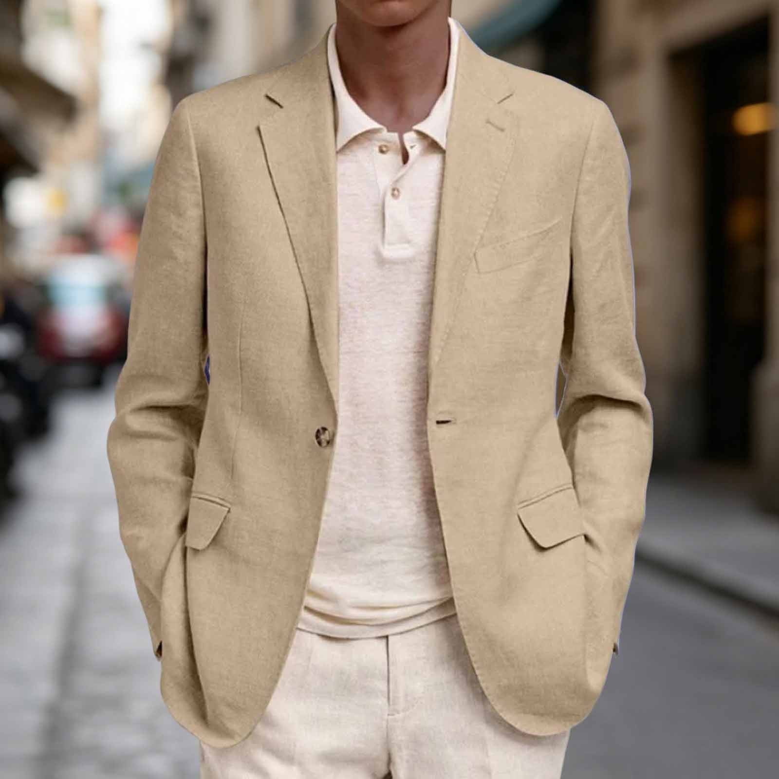 Ceisia Long Sleeve Fake Flap Pocket Notch Lapel Blazer Single Breasted ...